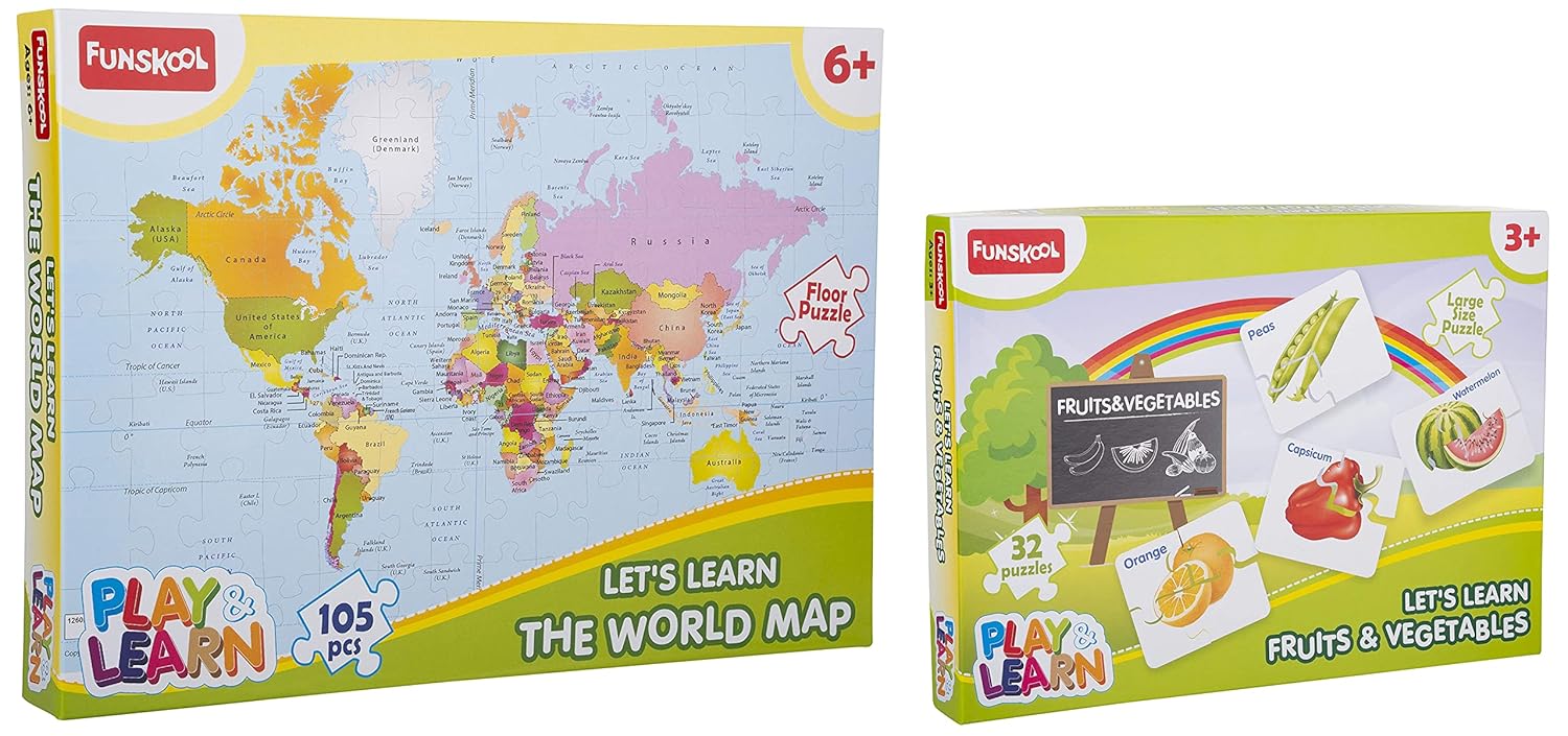 Buy Funskool - Play & Learn -World Map & Play & Learn-Fruits ...