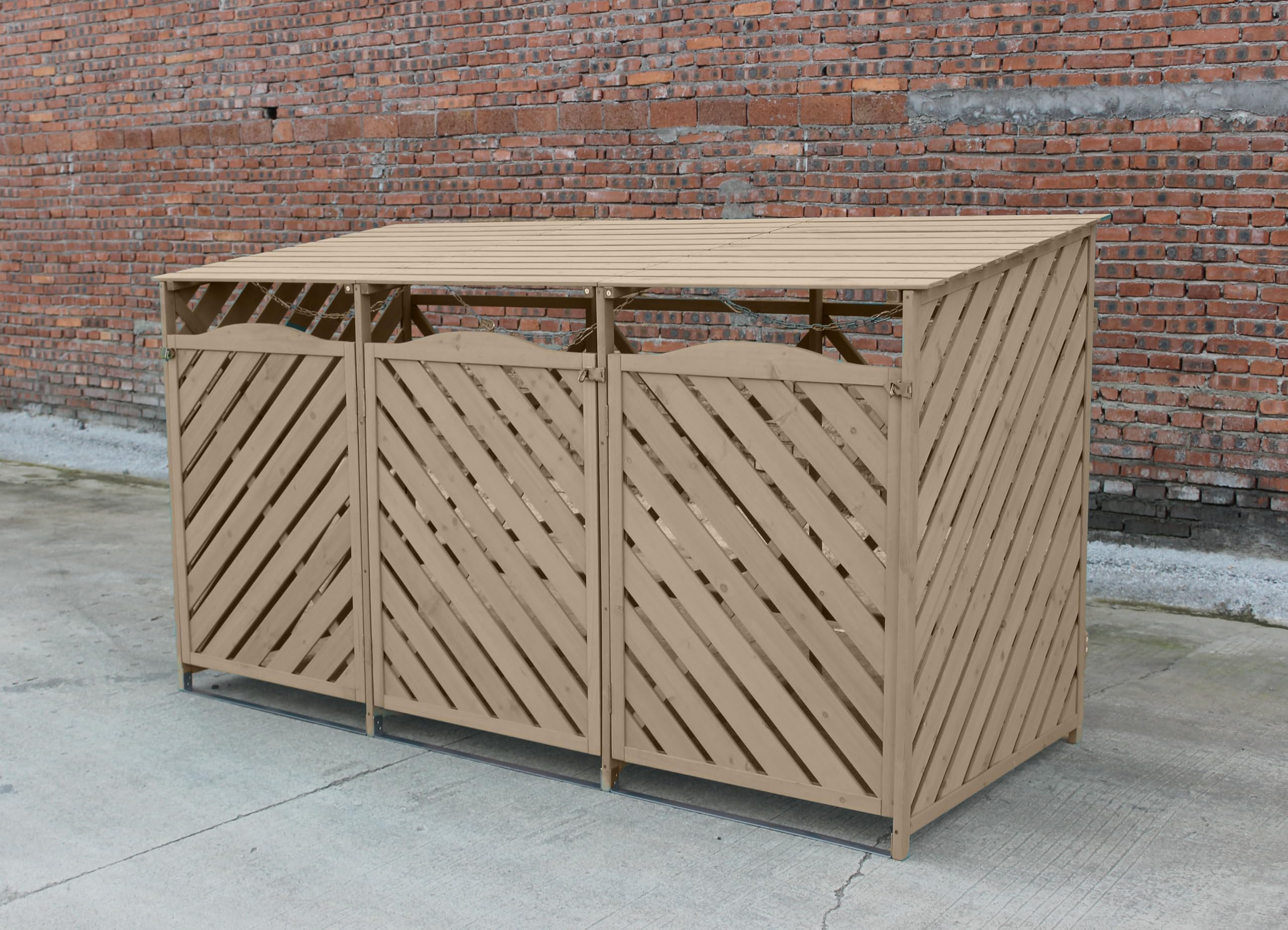 Jack Stonehouse Triple Wooden Bin Store | Large Outdoor Garden Wheelie ...