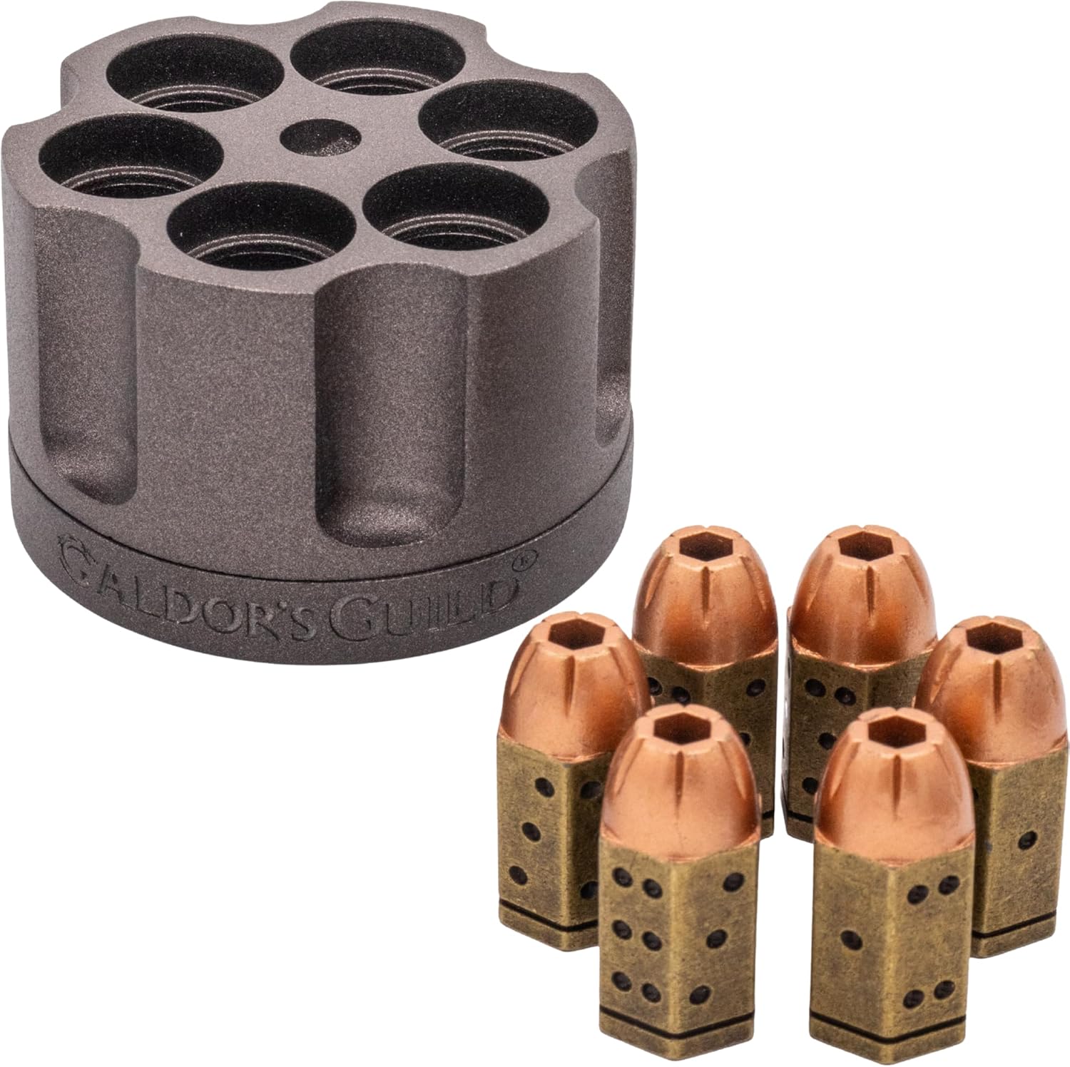 Amazon.com: Metal Bullet Dice & Revolver Cylinder Holder | 6 D6 ...