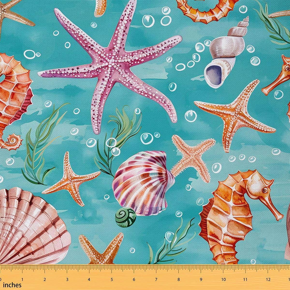 Snapklik.com : Exotic Nautical Fabric By The Yard, Colorful Ocean Sea ...