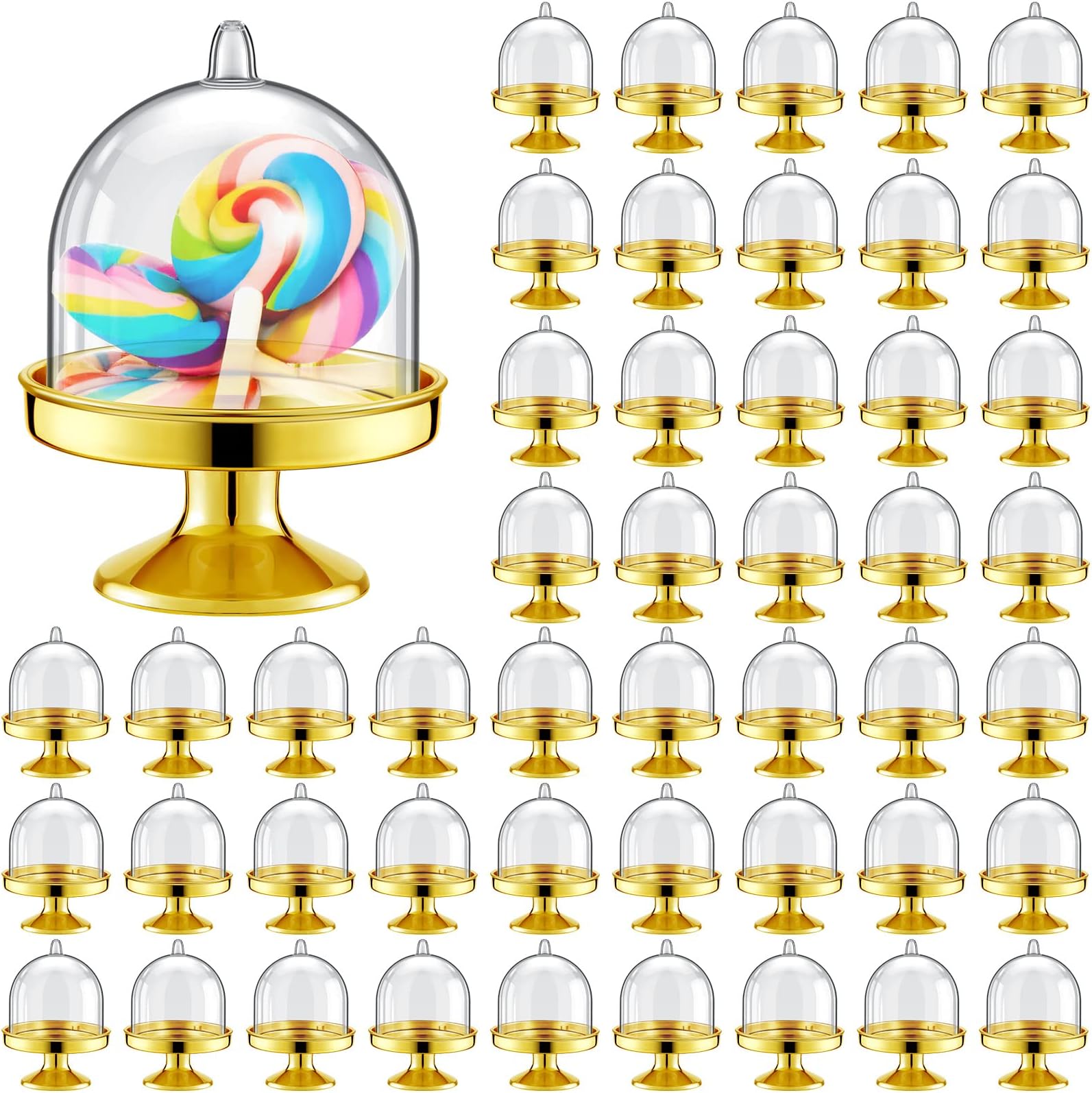 Amazon.com | Okllen 36 Pack Mini Cake Stand with Lid, Plastic Cupcake ...