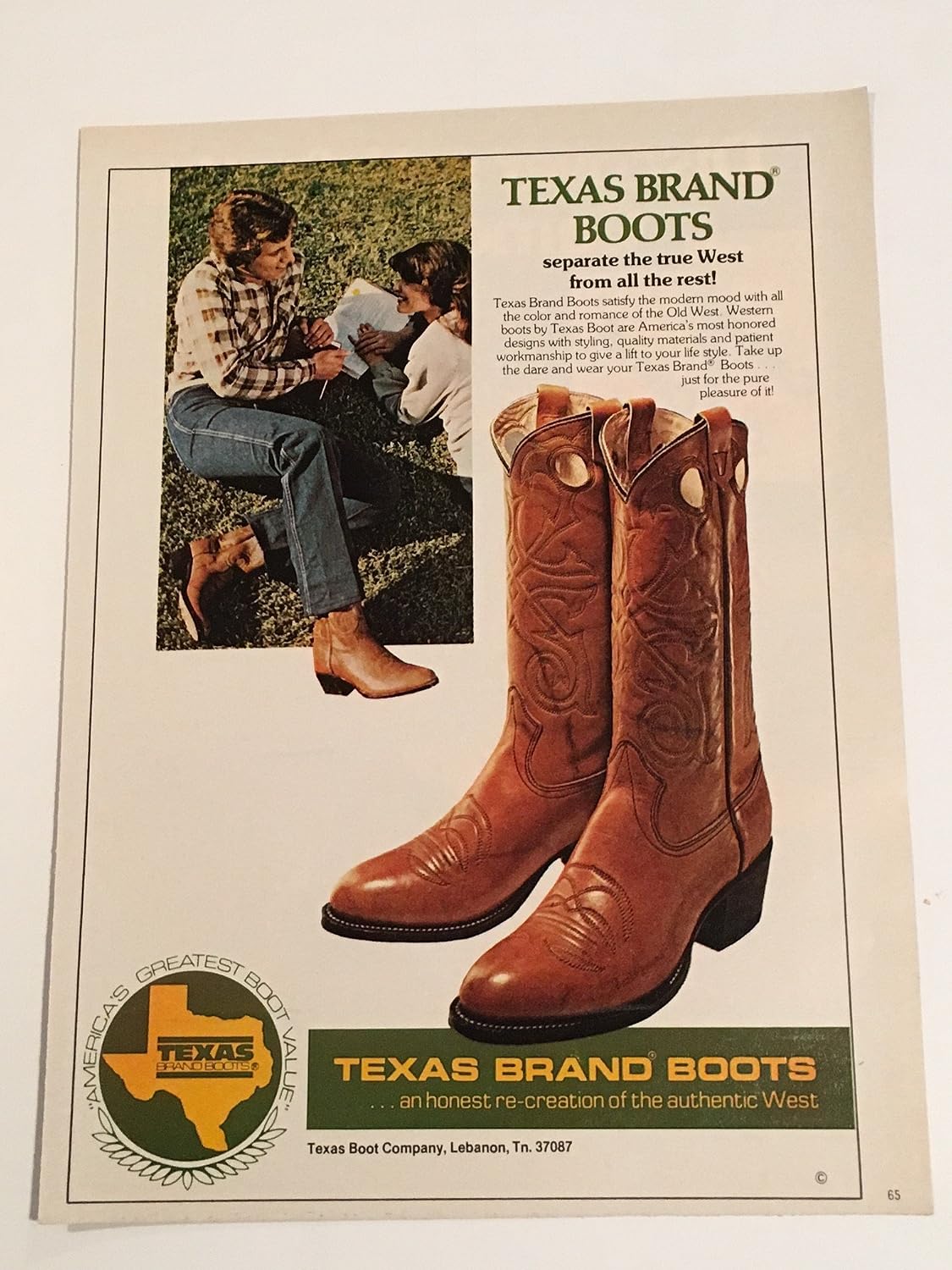 Amazon.com: 1980 Texas Brand Boots Magazine Print Advertisement ...