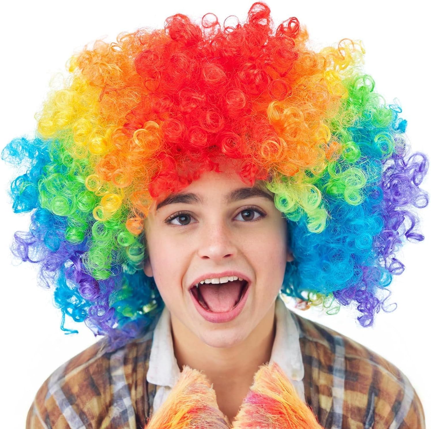 Amazon.com: SeasonsTrading Rainbow Clown Wig - Halloween Birthday Clown ...