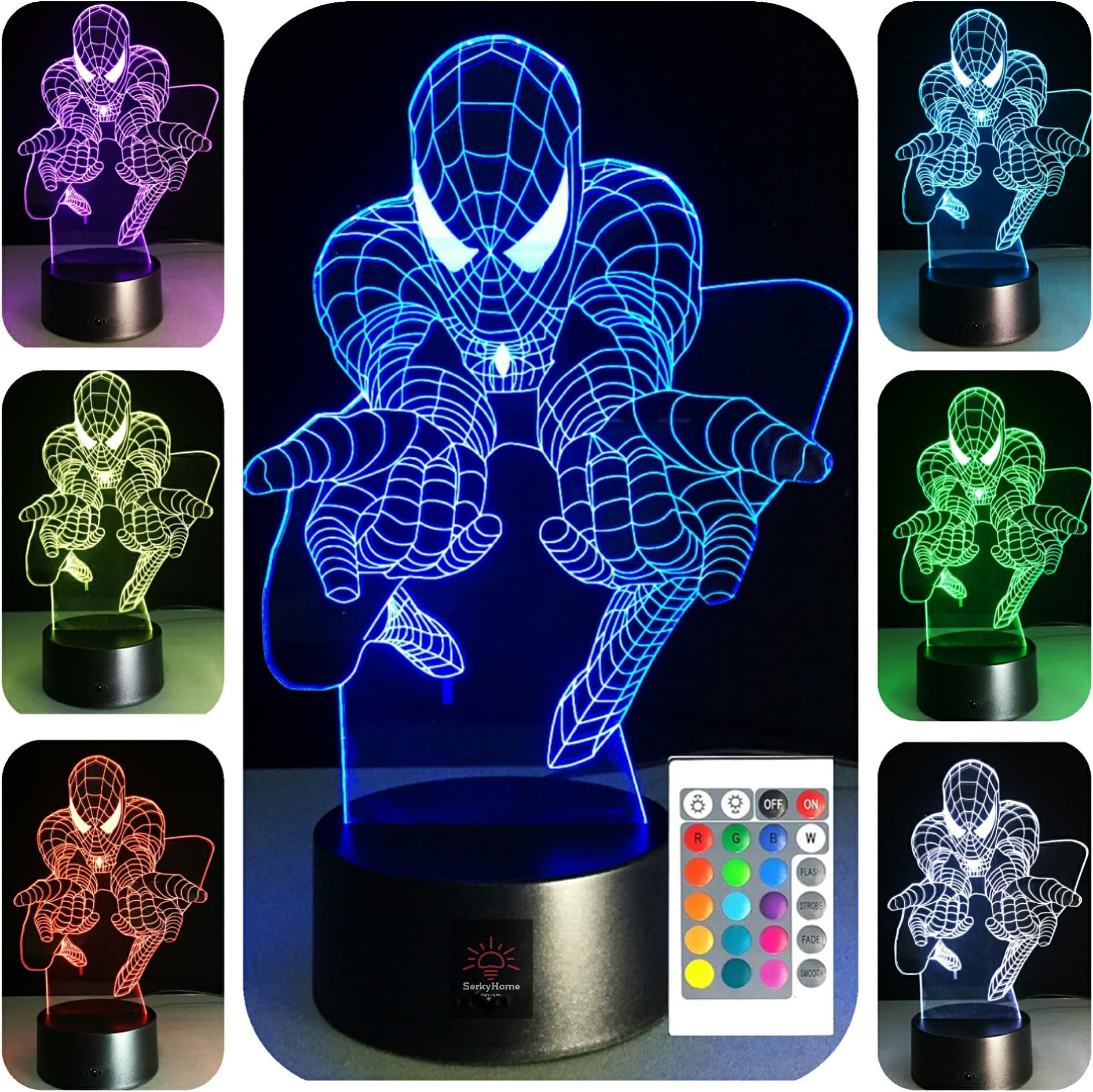 Amazon.com: Serkyhome 3D Illusion Night Light for Kids 7 Colors with ...