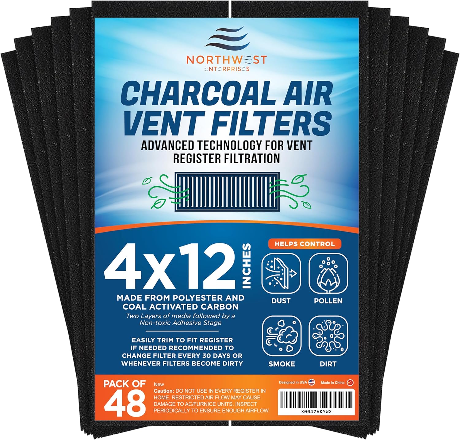 Activated Carbon Air Vent Filters for Home - 4" x 12" Dust Control ...