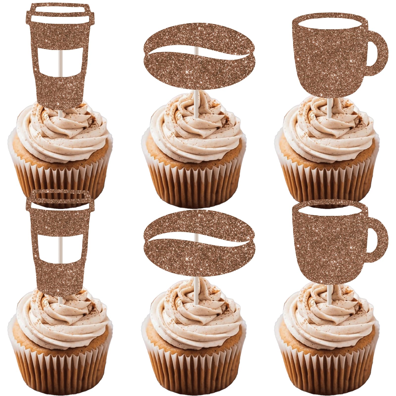 Amazon.com: 24Pcs Coffee Cupcake Toppers Cake Decorations, Coffee Theme ...