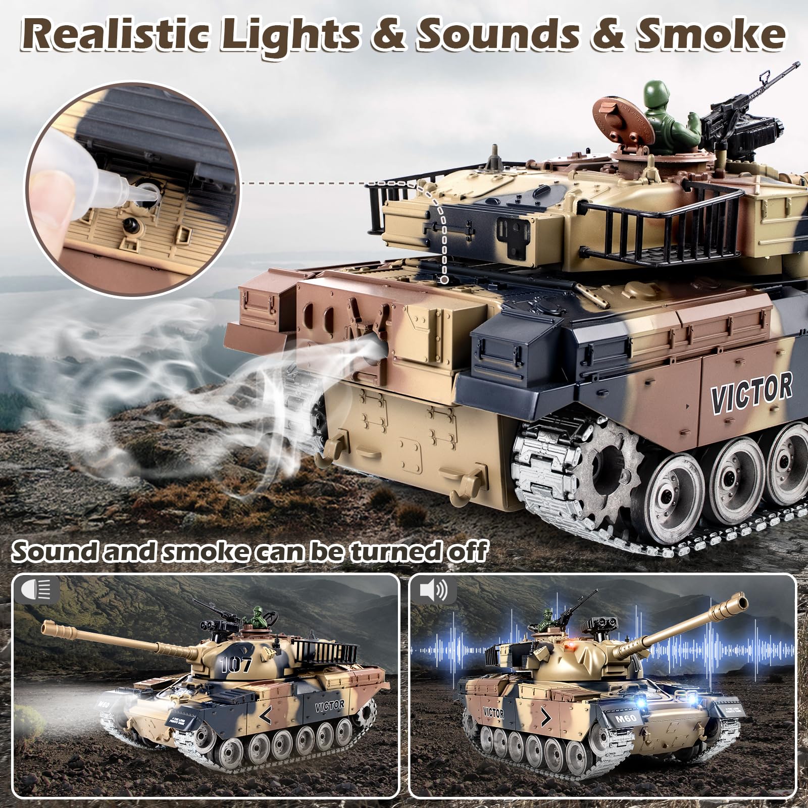 Snapklik.com : Supdex RC Tank, 1:18 Alloy Metal US M60 Remote Control ...