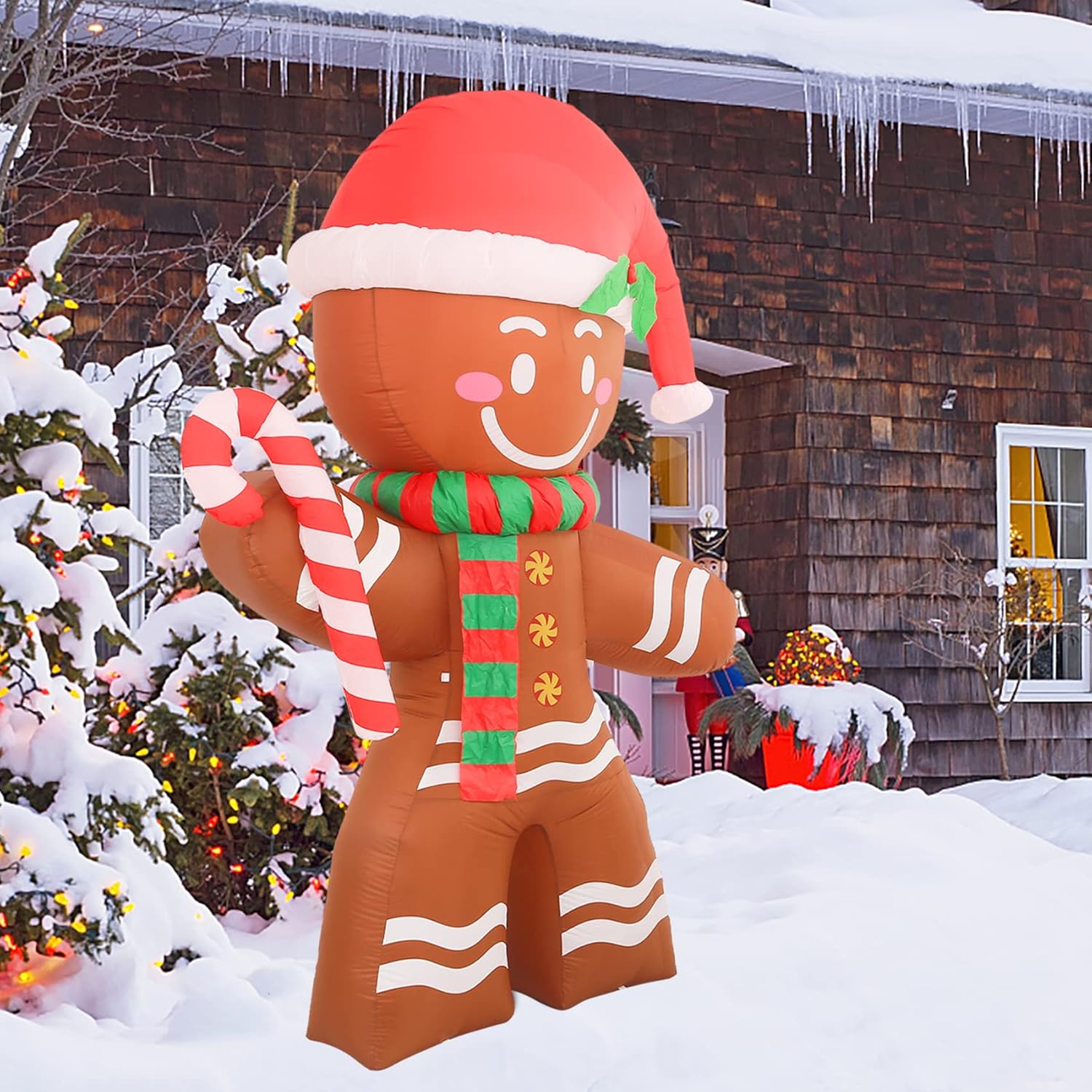 Buy 8 FT Christmas Inflatables Decoration Gingerbread Man with Built-in ...