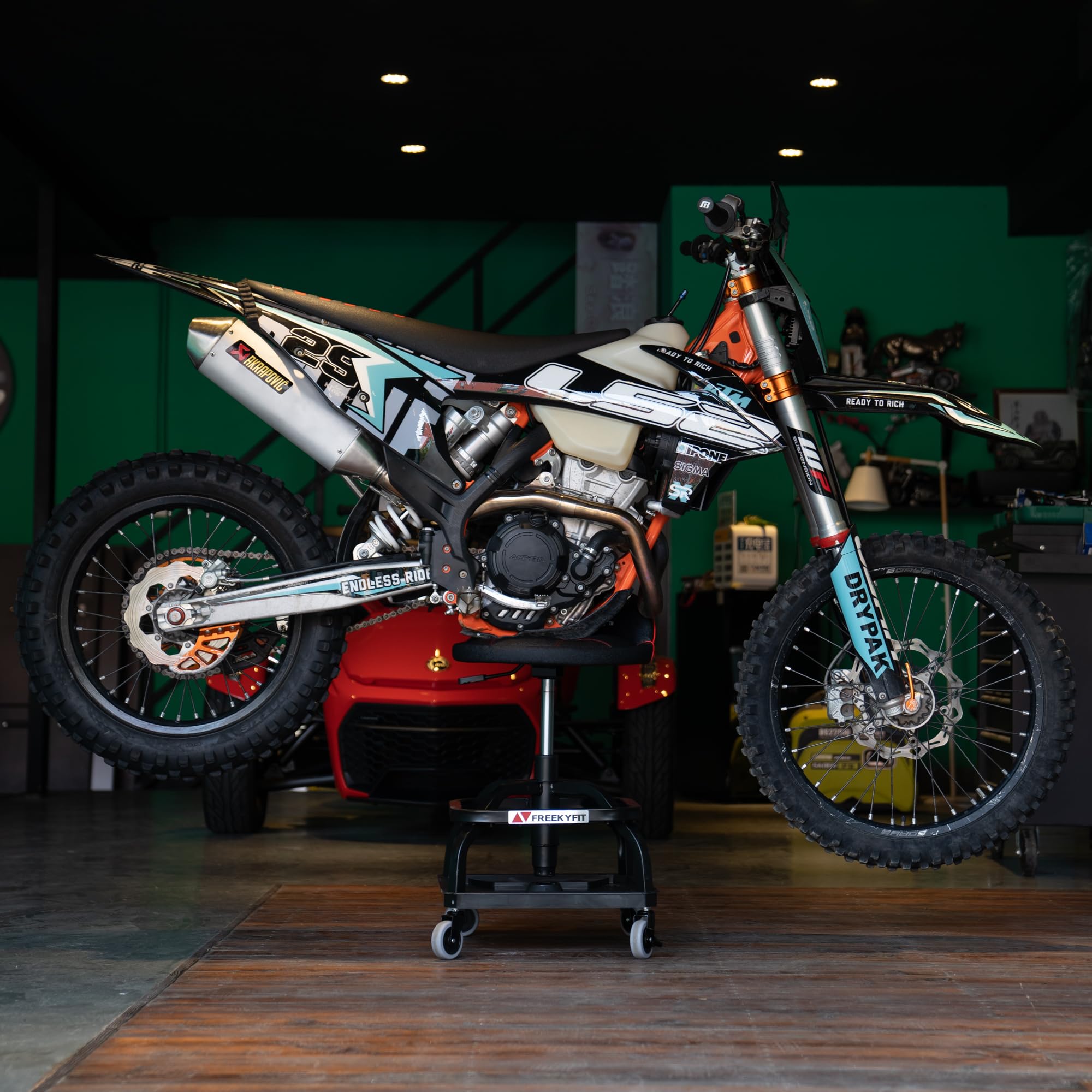 FreekyFit Rolling Shop Stool for Garage with Casters, DO01-Adjustable ...