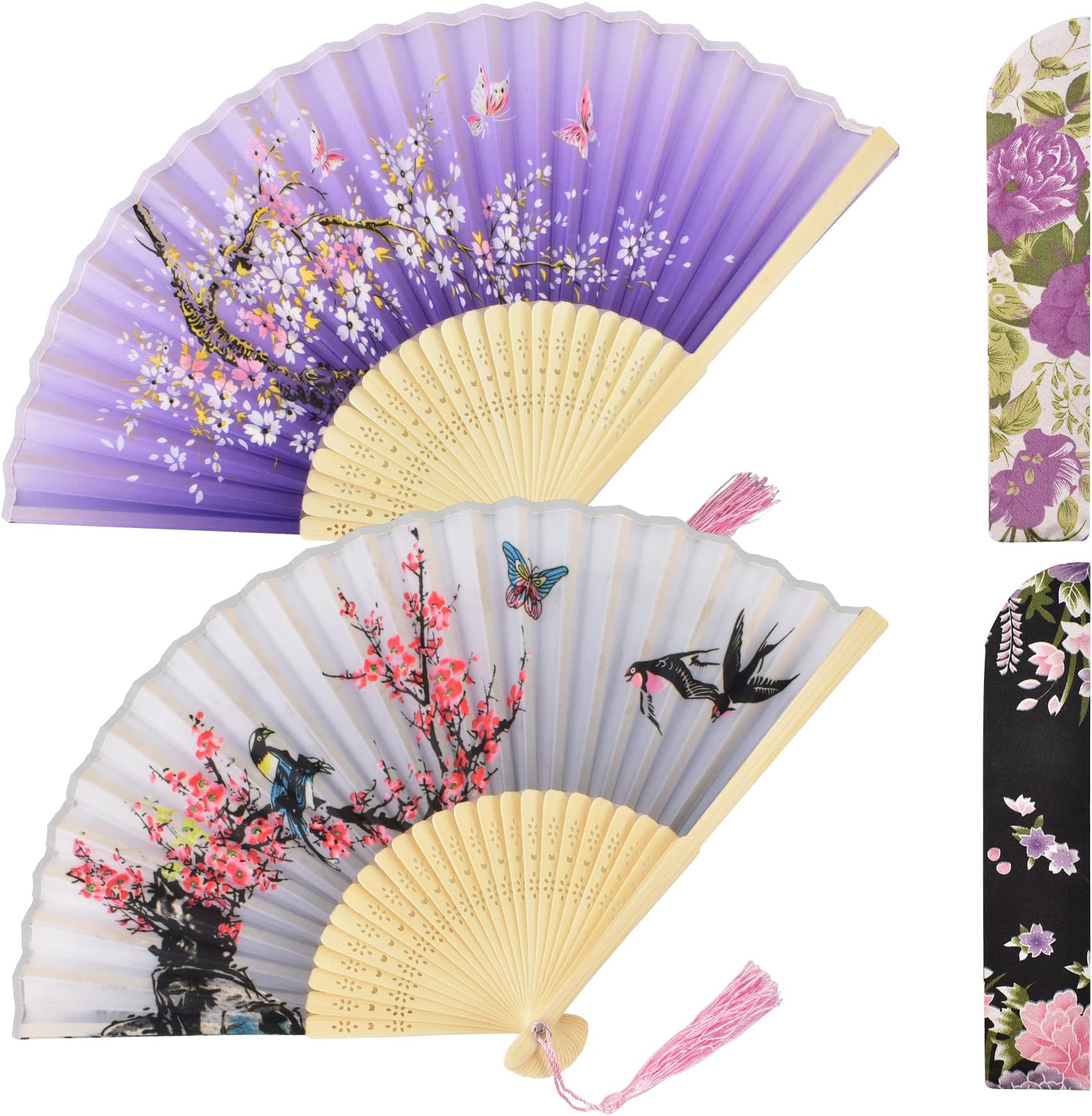 Amazon.com: JOHOUSE 2 Packs Decorative Hand Fan Foldable, Black Folding ...