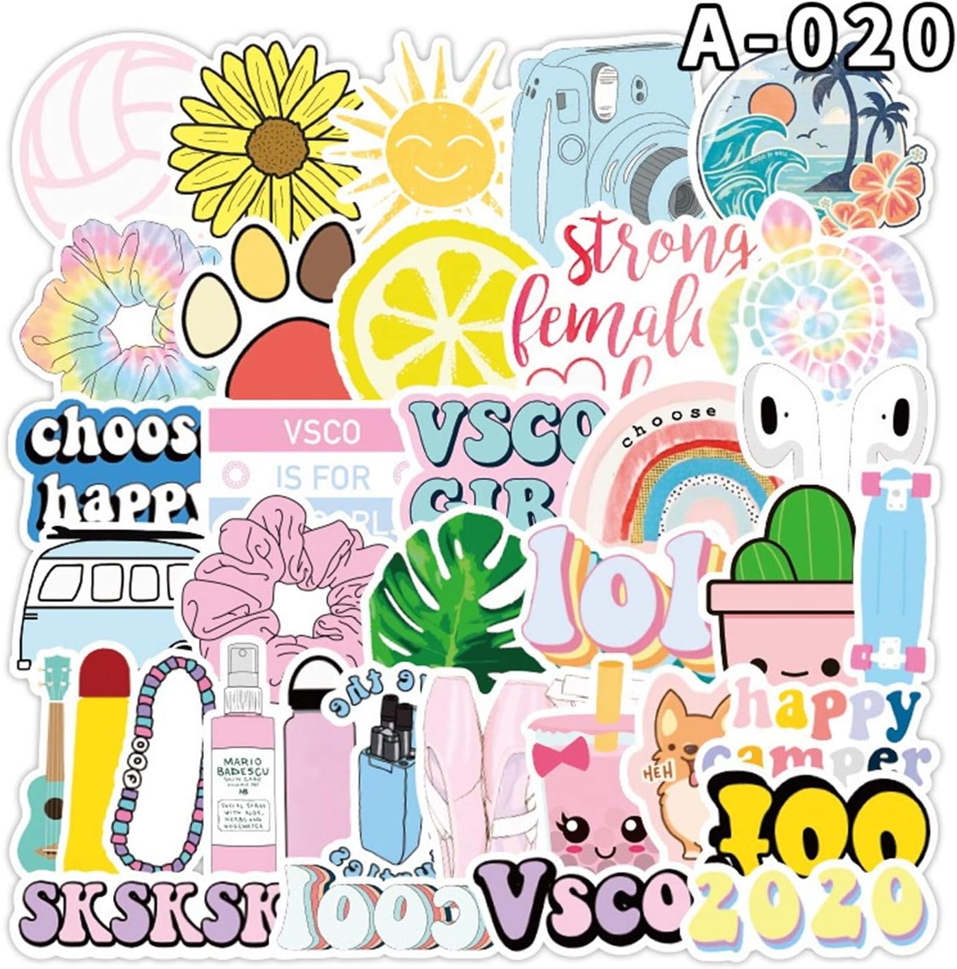 100 Pieces VSCO Stickers Colorful Vinyl Waterproof Water Bottle ...