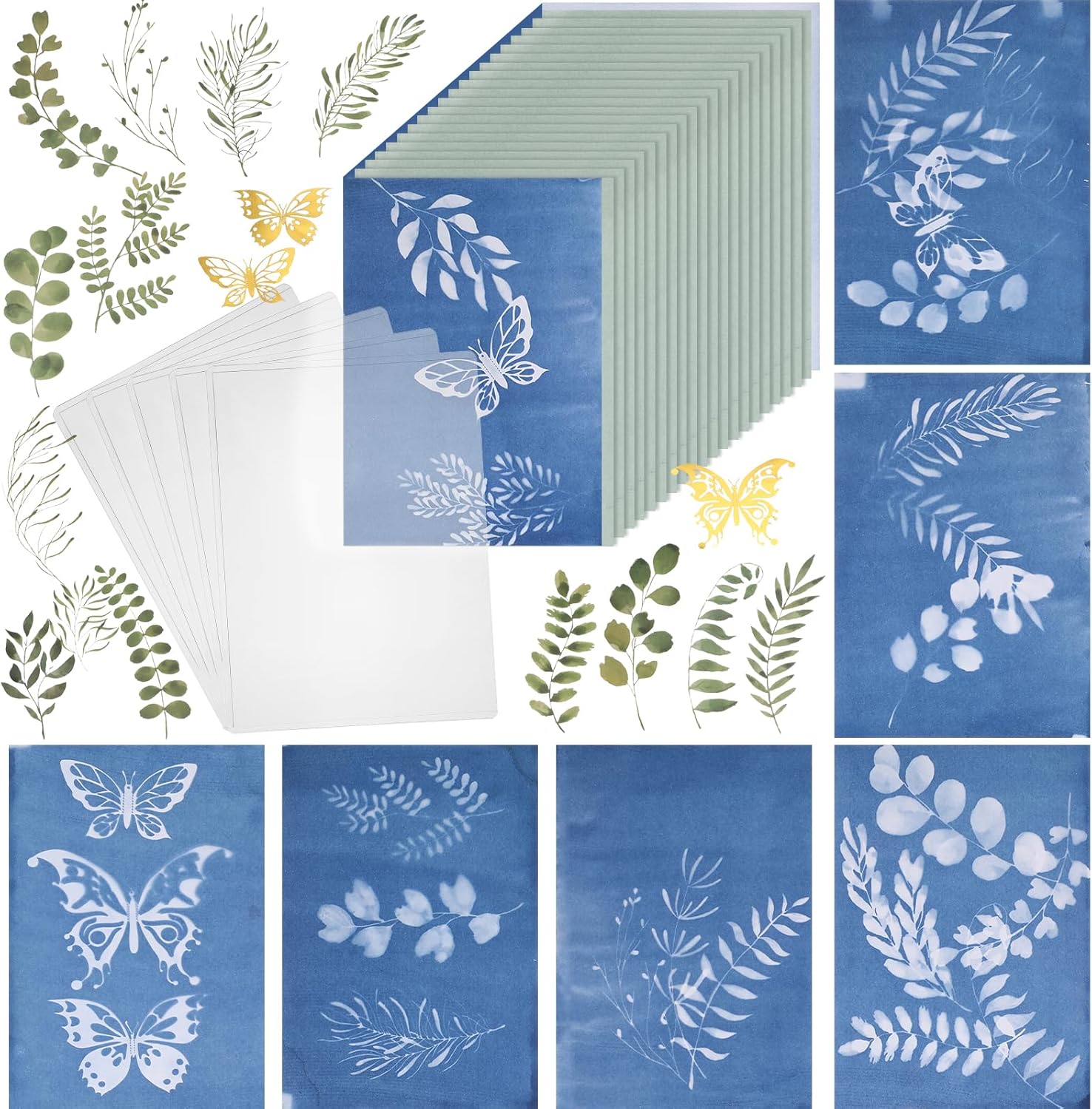 Amazon.com: Nezyo 100 Pcs Cyanotype Paper Sun Print Paper Kit with 10 ...