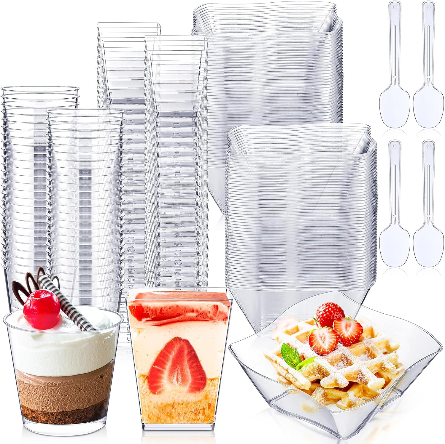 Amazon.com | Zhehao 300 Count 5 oz 7 oz Dessert Cups Bulk with Spoons ...