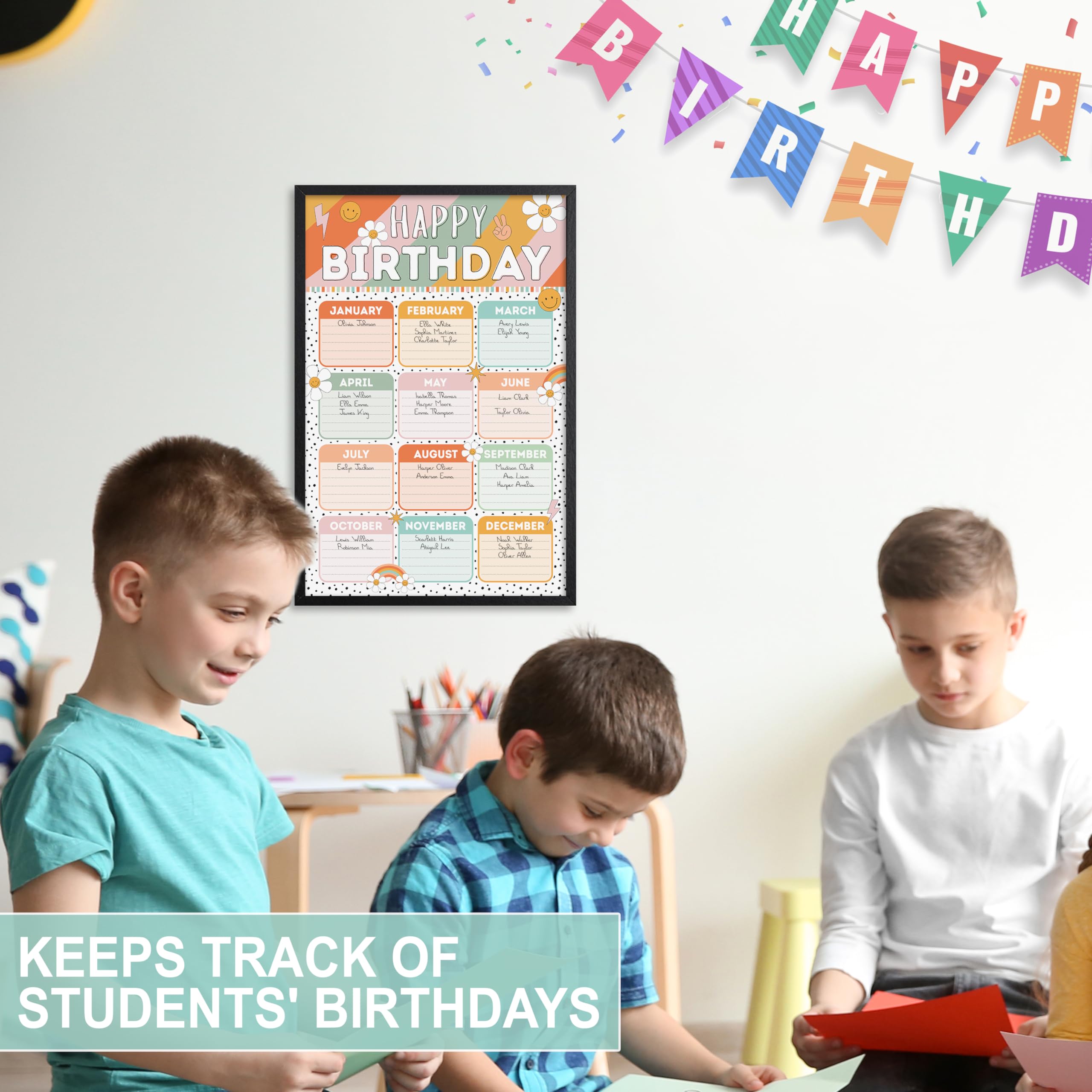 Snapklik.com : BEAWART Groovy Classroom Chart - Birthday Bulletin Board ...