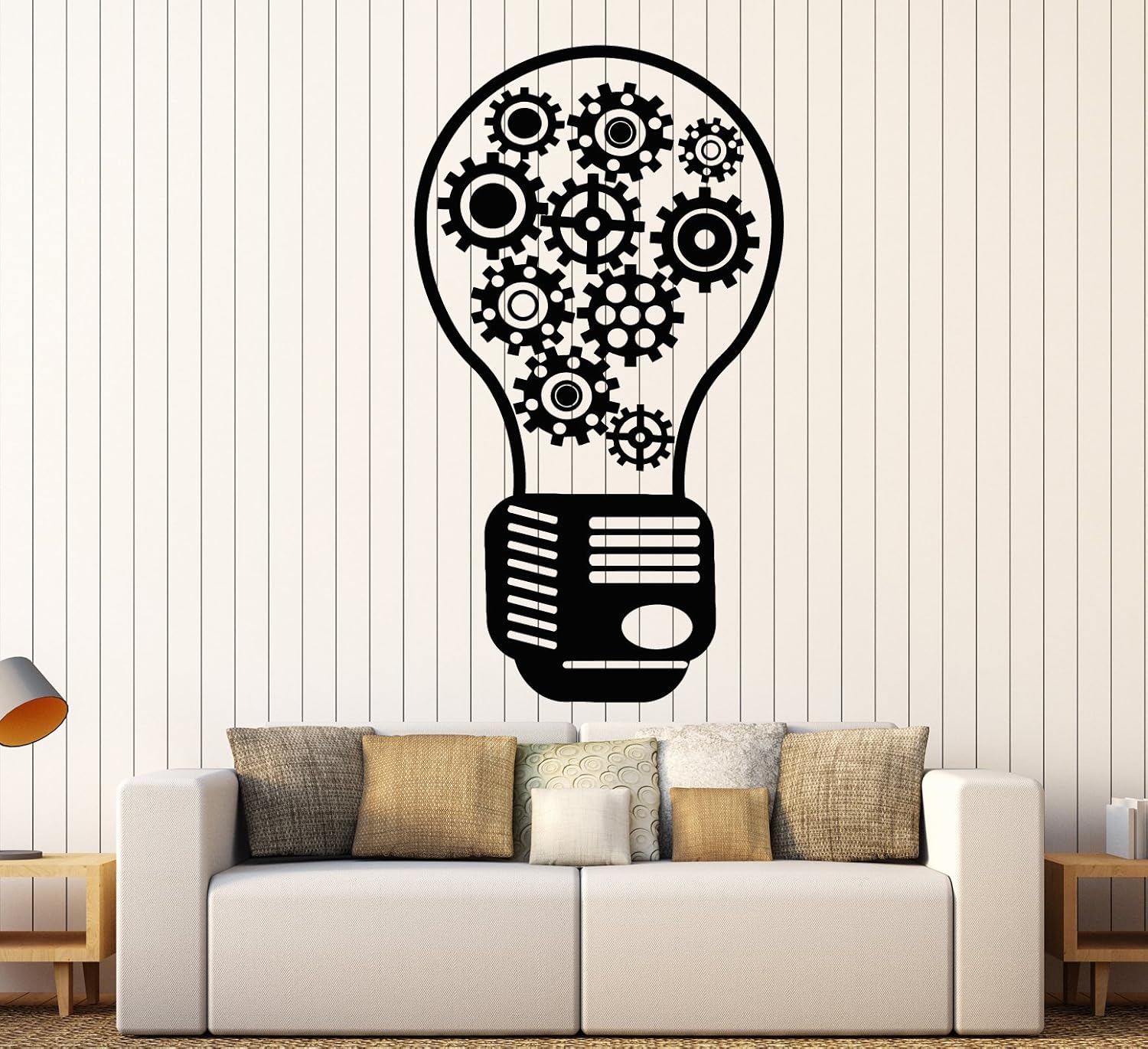 Amazon.com: Vinyl Wall Decal Gear Light Bulb Motivational Decor Office ...