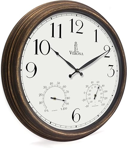 Amazon.com: Outdoor Clocks for Patio Large Waterproof with Thermometer ...