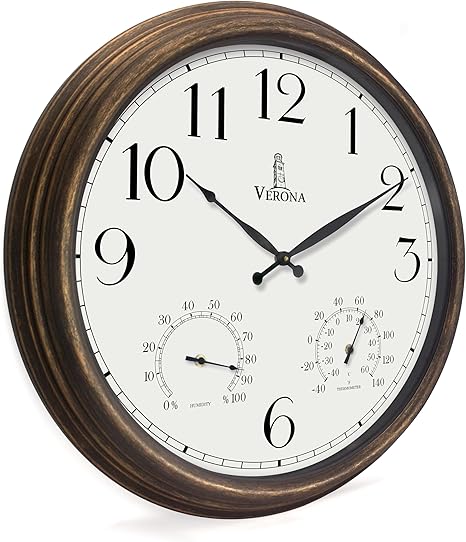 Amazon.com: Outdoor Clocks for Patio Large Waterproof with Thermometer ...