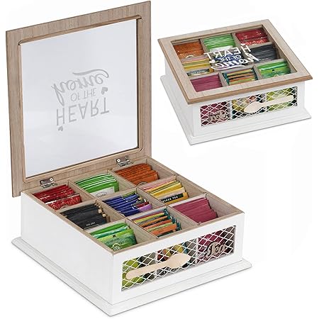Amazon.com: Tea Box Tea Bag Organizer Wooden Tea Bag Holder Modern Tea ...
