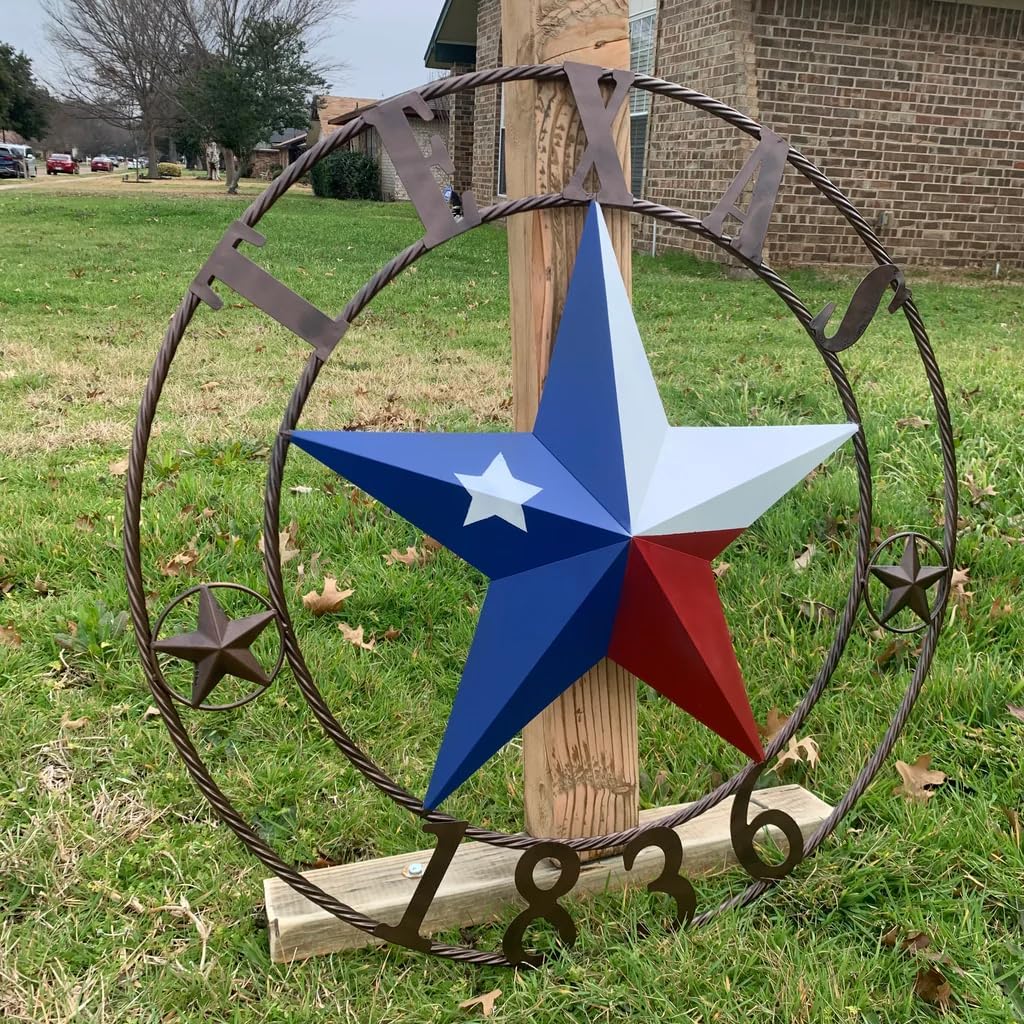 Amazon.com: 1836 Texas 1836 Flag Star RED White & Blue BARN Star ...