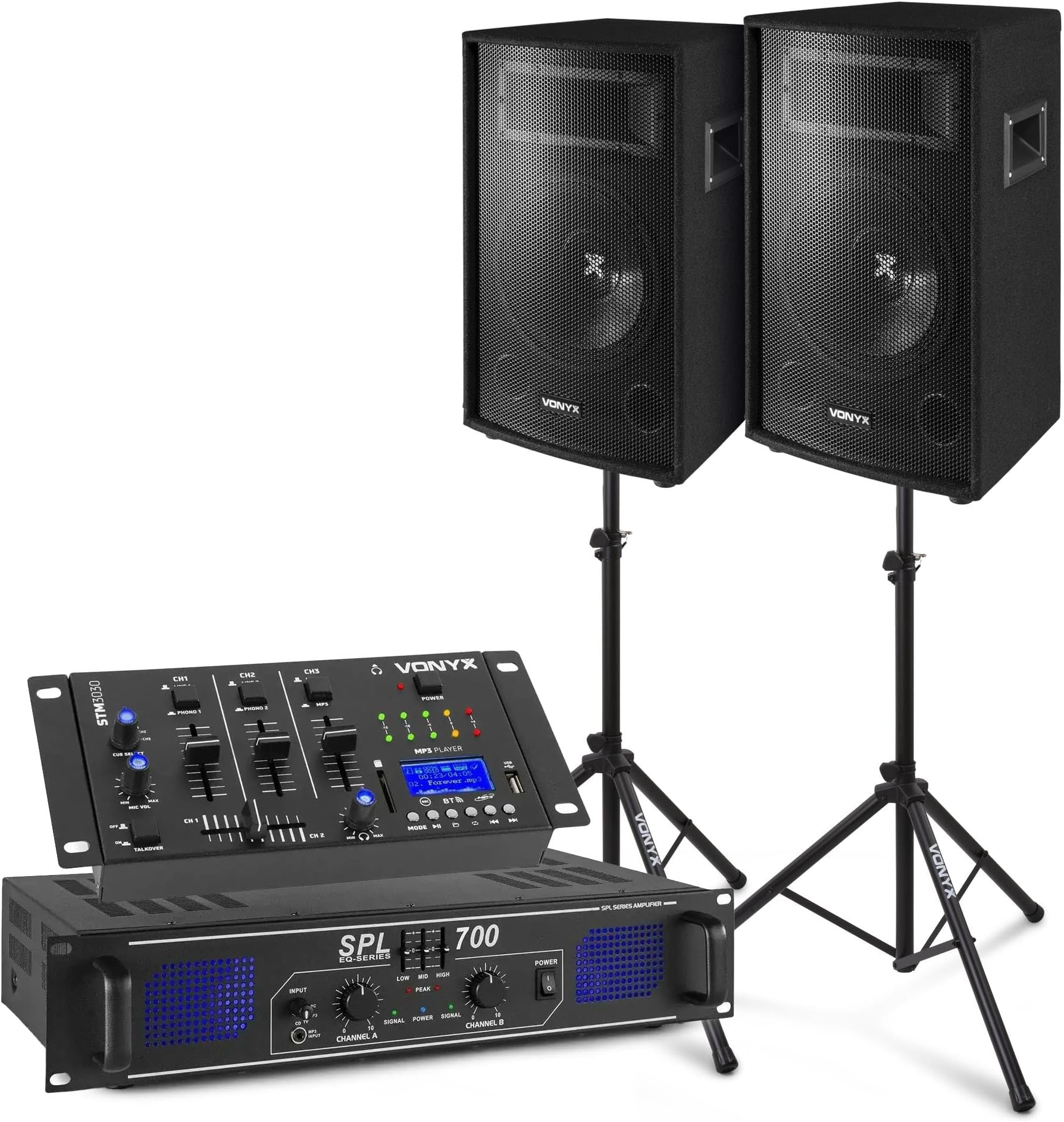 SkyTec - DJ Lautsprecher Set, Mobile PA Anlage Komplettset 700 Watt ...