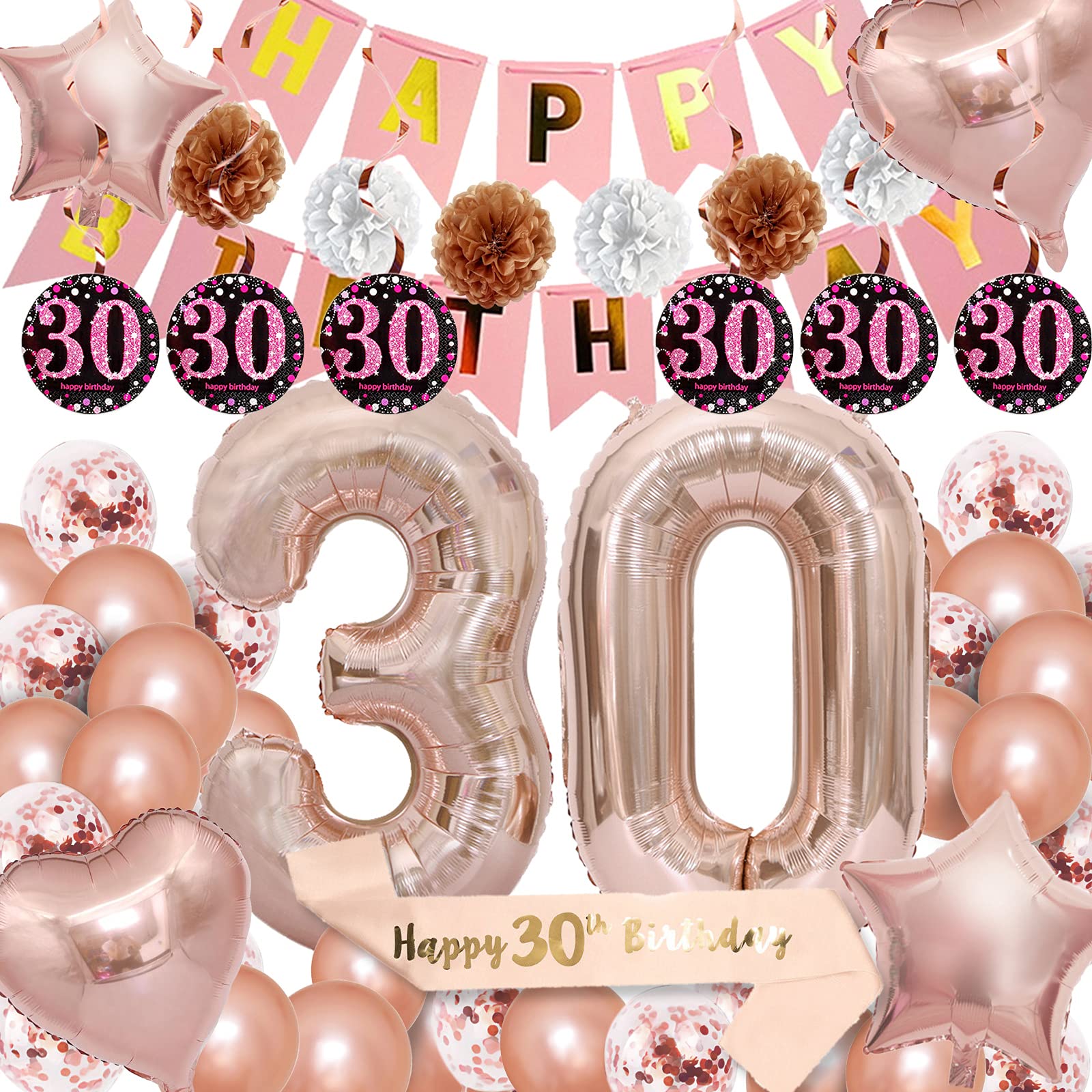 Buy 30th Birthday Decoration, 30th Birthday Woman Decoration, Rose Gold ...