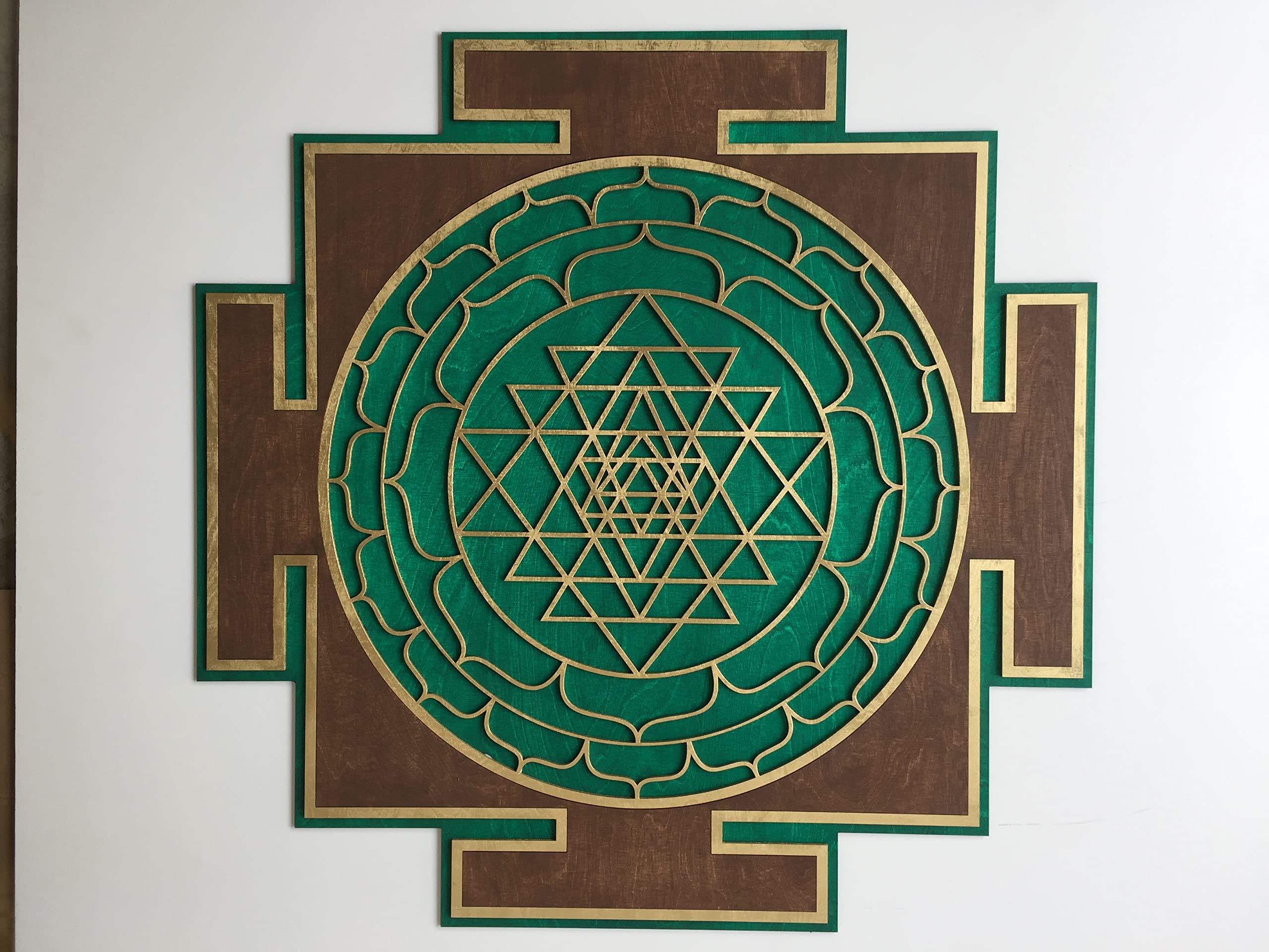 Buy Green Sri Yantra Wall Art, Laser Cut, Sacred Geometry, Sri Chakra ...