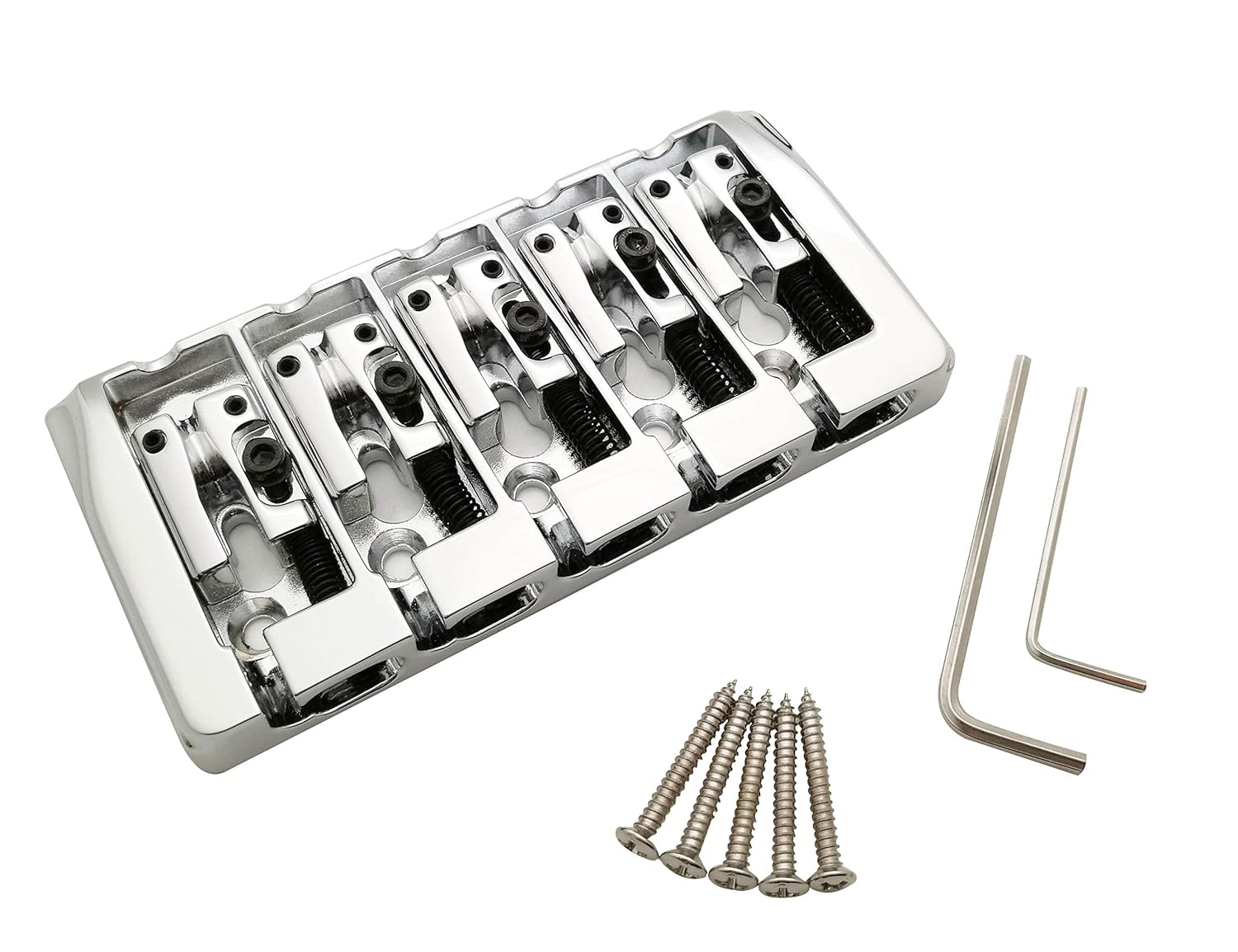 Guyker 5 String Bass Bridge with Locking Zinc Saddles – Dual Load Type ...
