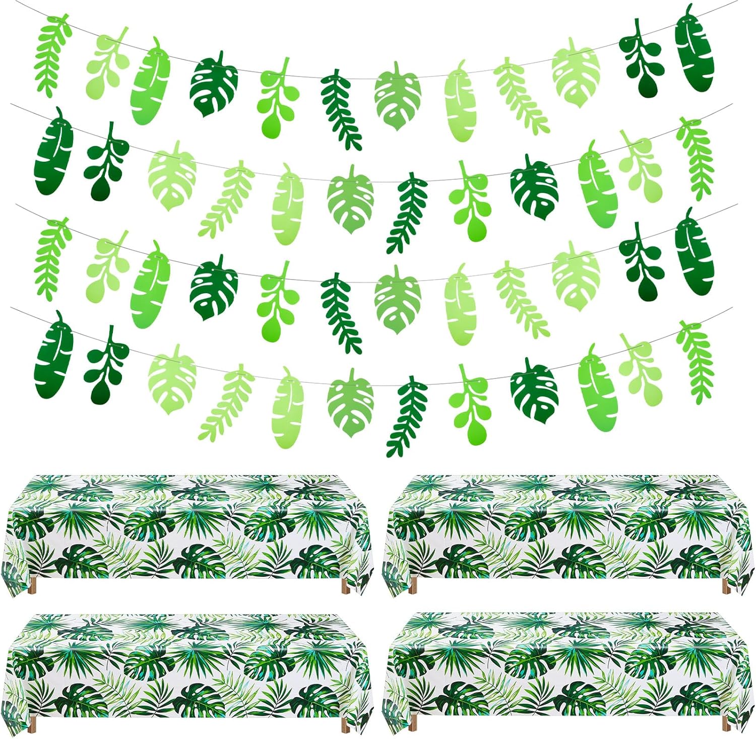Amazon.com: Thinkday 4 Pcs Palm Leaf Table Covers Hawaii Green Palm ...