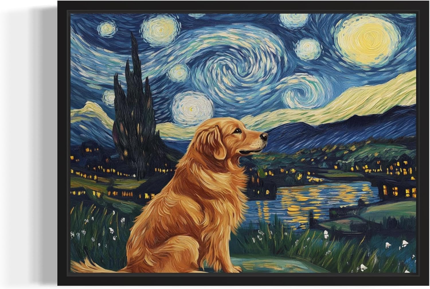 Amazon.com: Golden Retriever Van Gogh Starry Night Poster Art Print ...