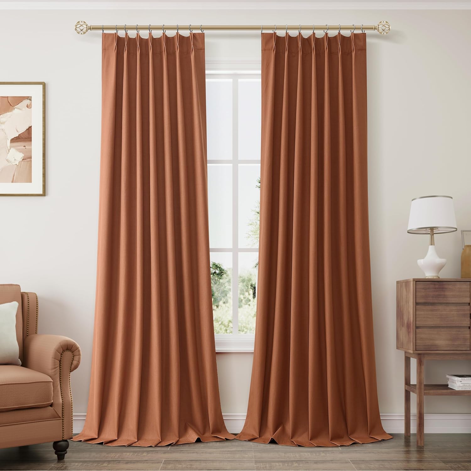 Amazon.com: Joywell Linen 100% Blackout Curtains 108 Inch Extra Long ...