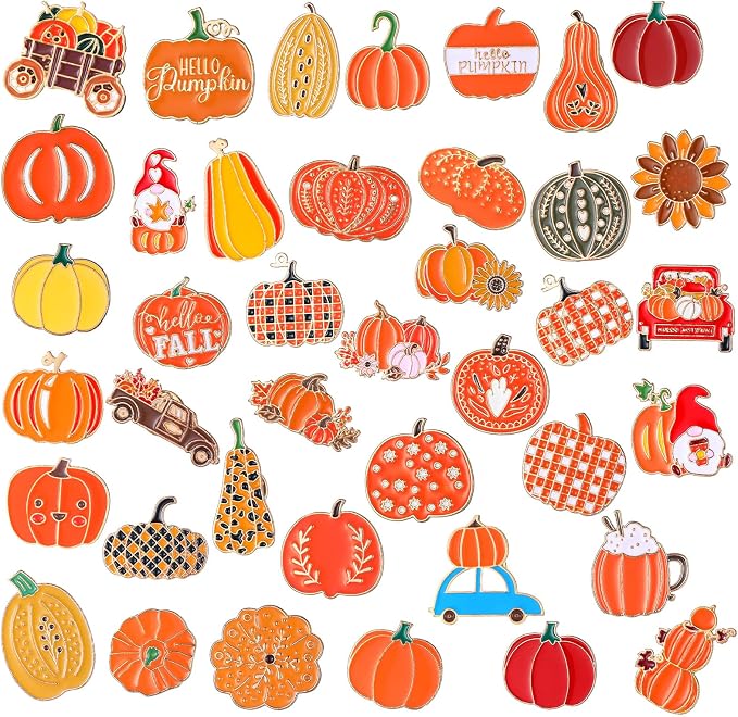 Amazon.com: Giegxin 40 Pcs Thanksgiving Pumpkin Pins for Backpacks Cute ...