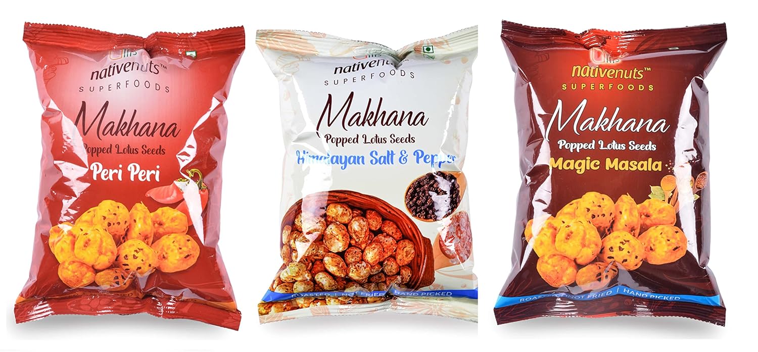 Nativenuts Roasted Flavoured Makhana 3 flavours - Healthy Snacks - Pack ...