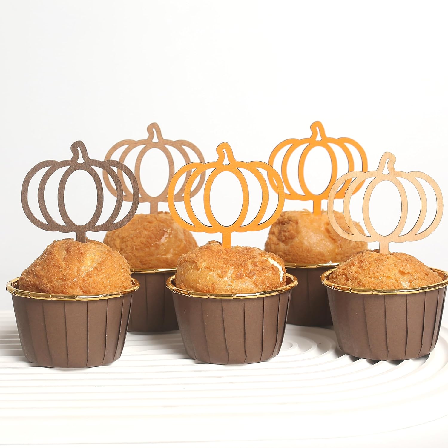 Amazon.com: 8Pcs Halloween Pumpkin Cupcake Toppers - Pumpkin Themed ...