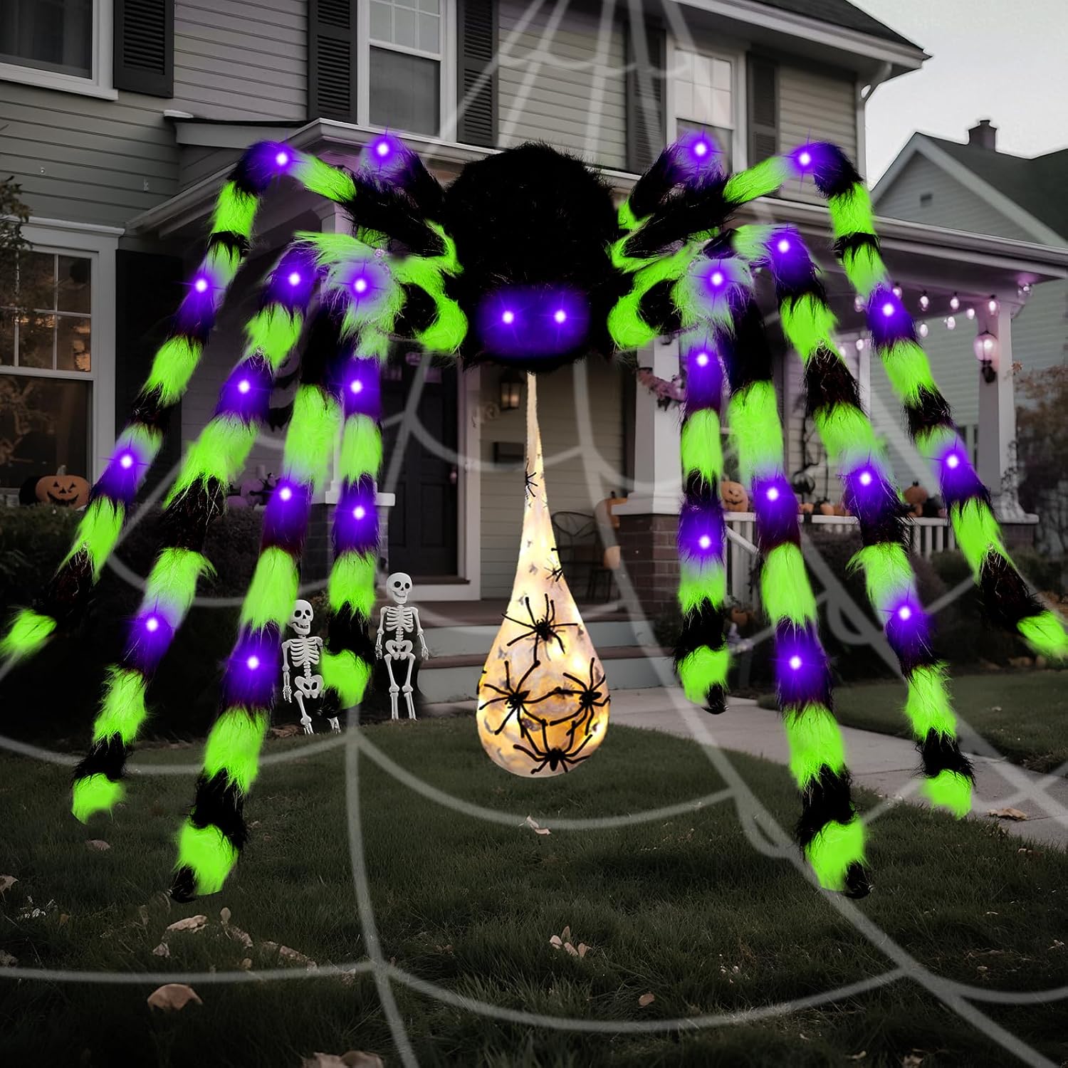 Amazon.com: 3-in-1 Large Halloween Spider Decorations Set, 50" Huge ...
