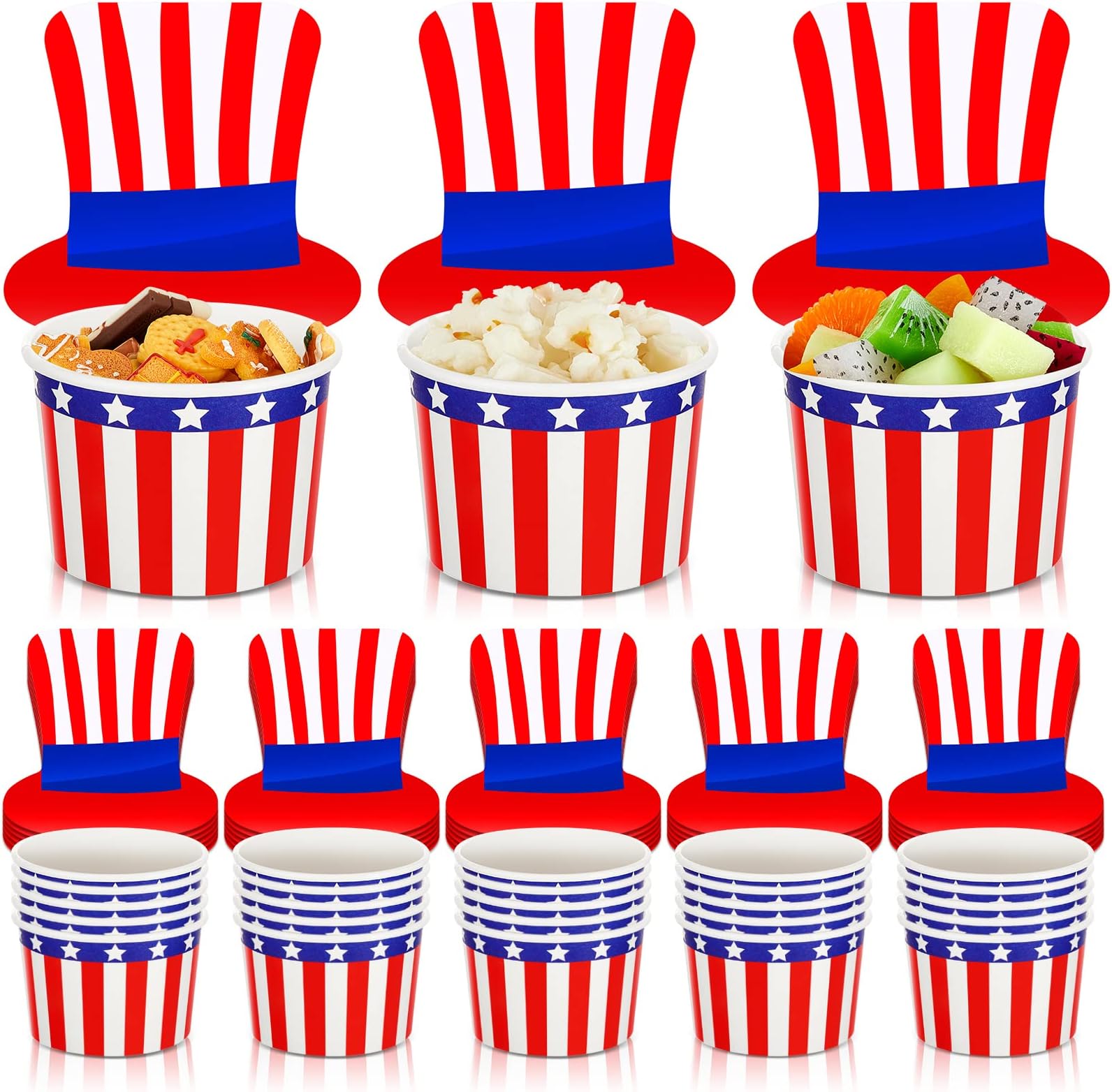 Amazon.com: Gejoy 200 Pcs 100 Set Patriotic Ice Cream Cup with Spoon ...