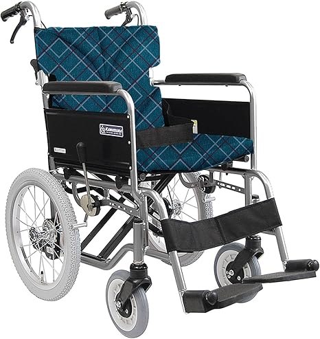 Amazon | 【非課税】カワムラサイクル ベーシックモジュール車いす エアタイヤ・アブソレックスキャスタ仕様 バンドブレーキ シート幅40cm 中床16インチ シルバー×シアンレザー ...