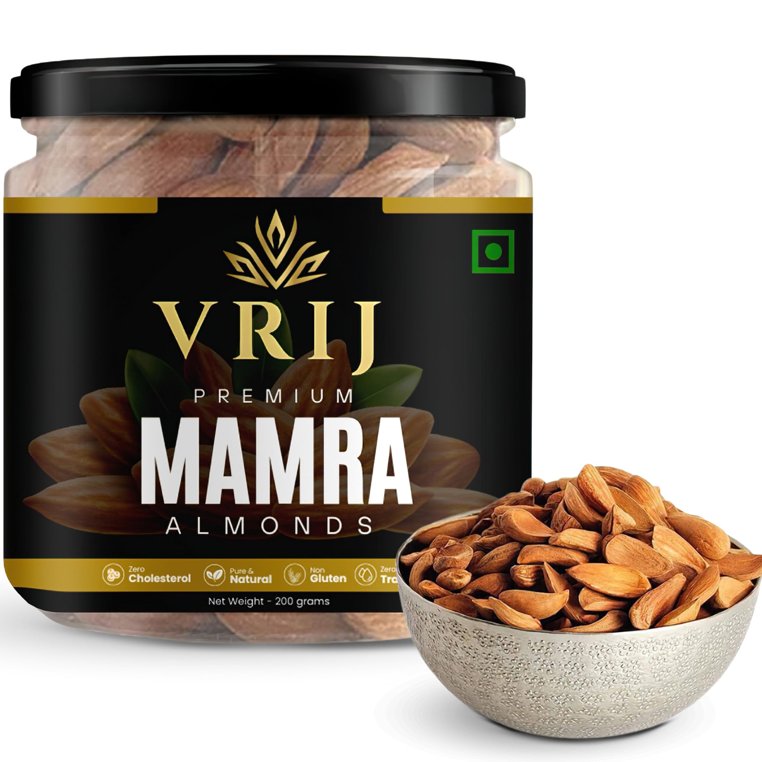 VRIJ Premium Mamra Almonds | 200G | Mamra Badam Dry Fruits | Rich ...