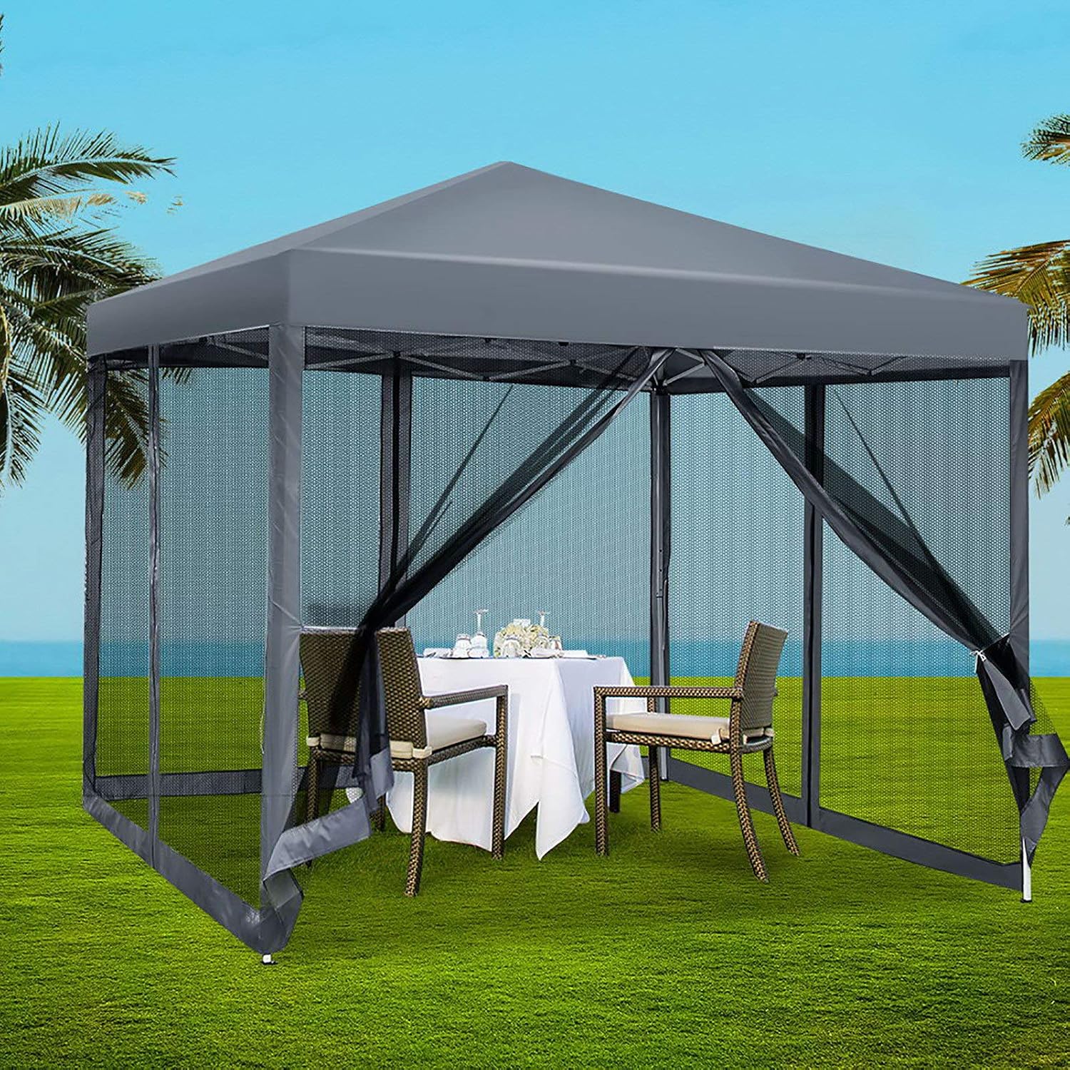 Instahut 3x3 Marquee Grey Gazebo, Pop Up Camping Tent Folding Gazebos ...