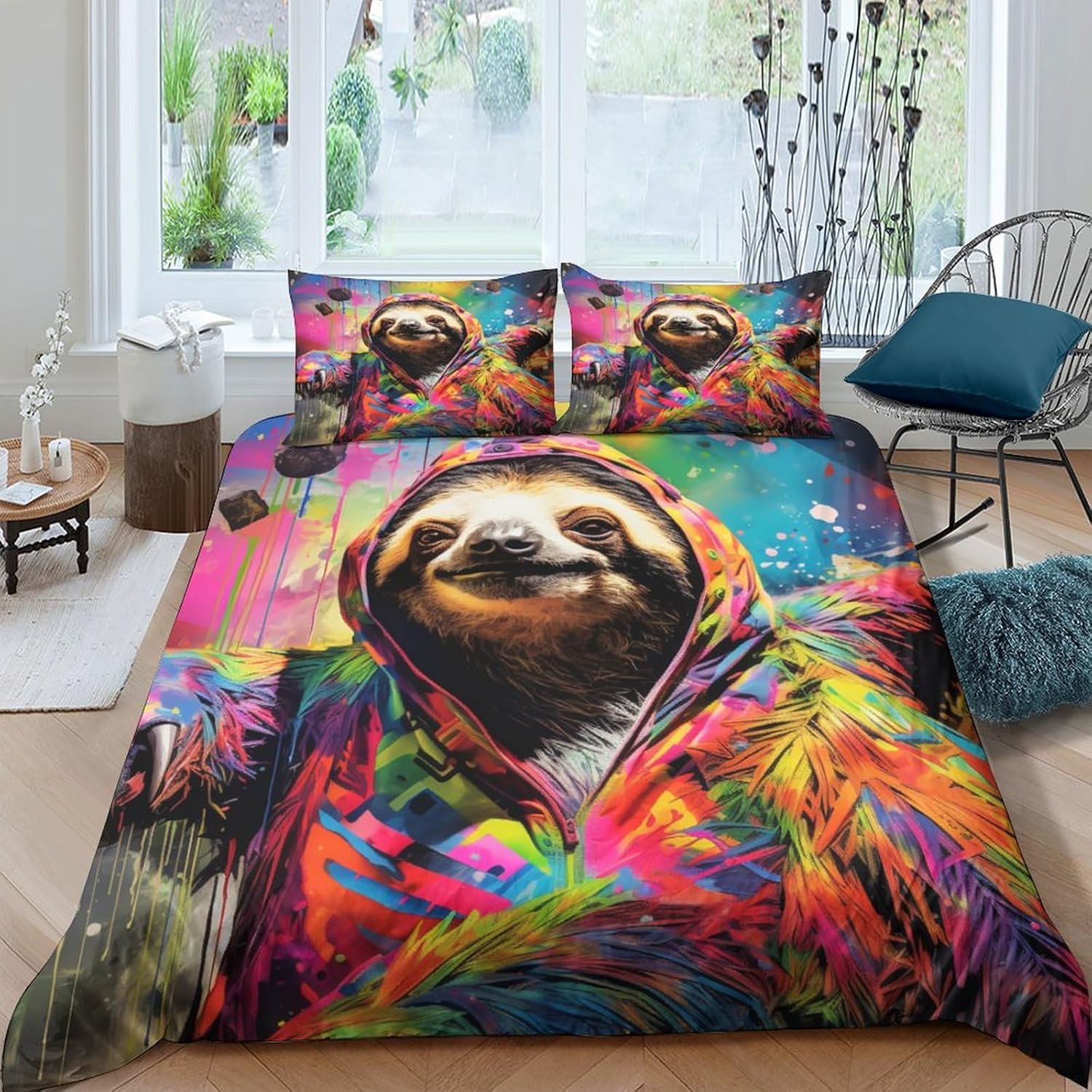 Colourful Sloth Duvet Cover Sets - 3D Quilt Cover, Comforter Cover ...