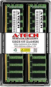 A-Tech 128GB Kit (2x64GB) DDR4 2400MHz PC4-19200 ECC LRDIMM 4Rx4 (4DRx4 ...