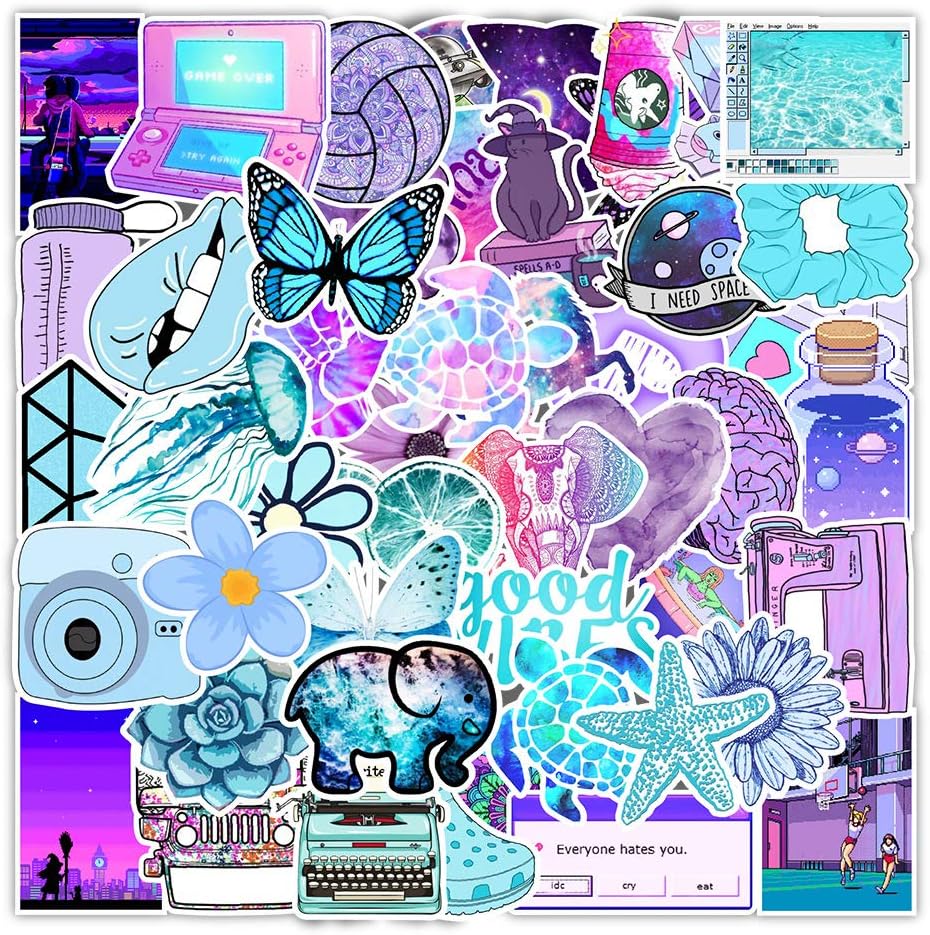 Amazon.com: Bluish Purple Stickers Blue Decals 100 Pcs DIY Decoration ...