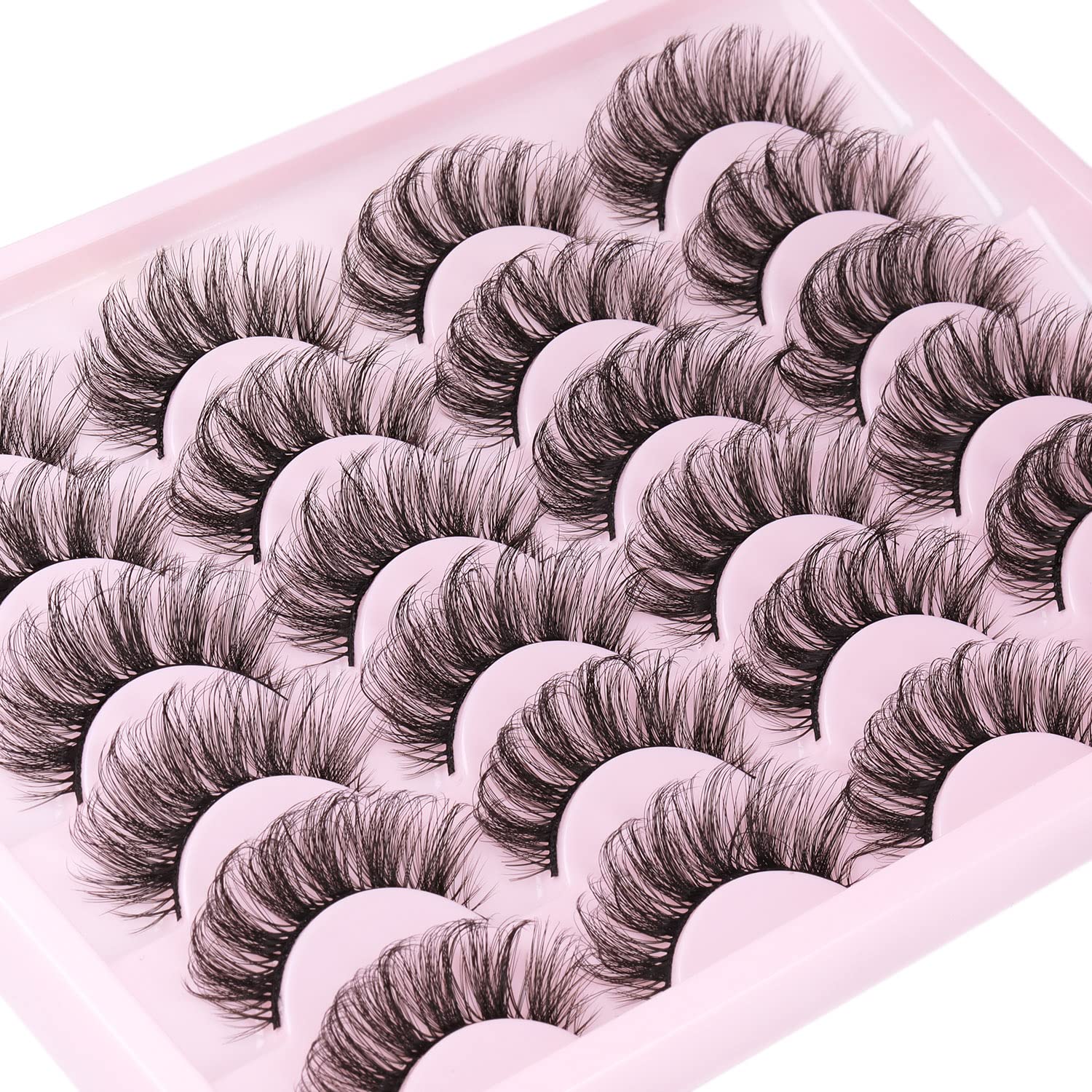 Amazon.com: False Lashes D Curl 18mm 3D Mink Eyelashes Natural Look ...