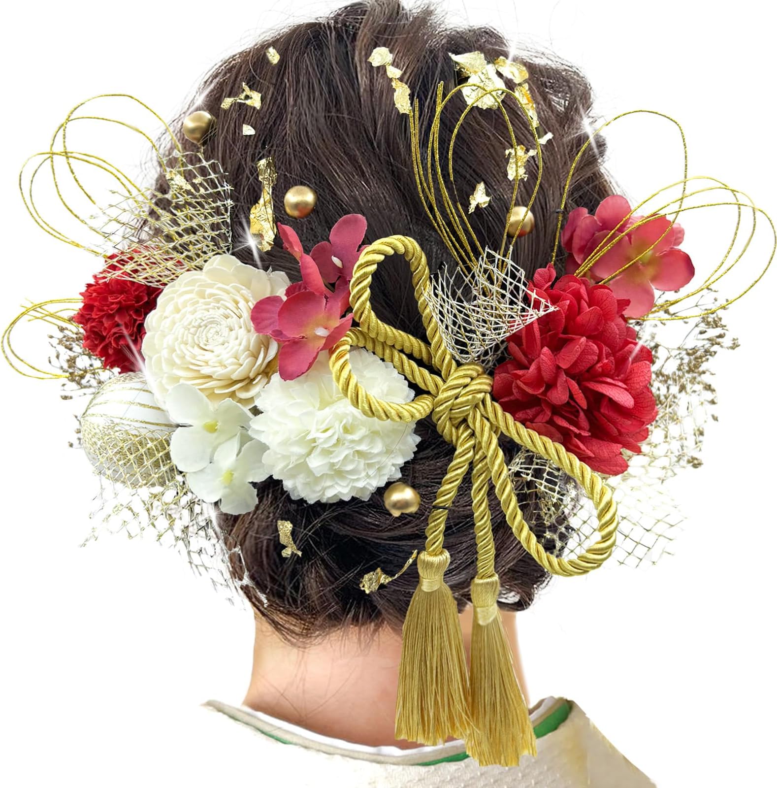 Amazon | [JZOON] 髪飾り 成人式 水引 金箔 銀箔 組紐 人気 ロープ ゴールド シルバー ヘアアクセサリー 前撮り 振袖 卒業式 結婚式 和装 袴 着物 浴衣に ブライダル ...