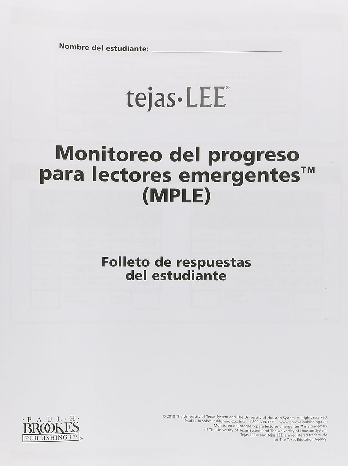 Amazon.com: Monitoreo del progreso para lectores emergentesô (MPLE ...