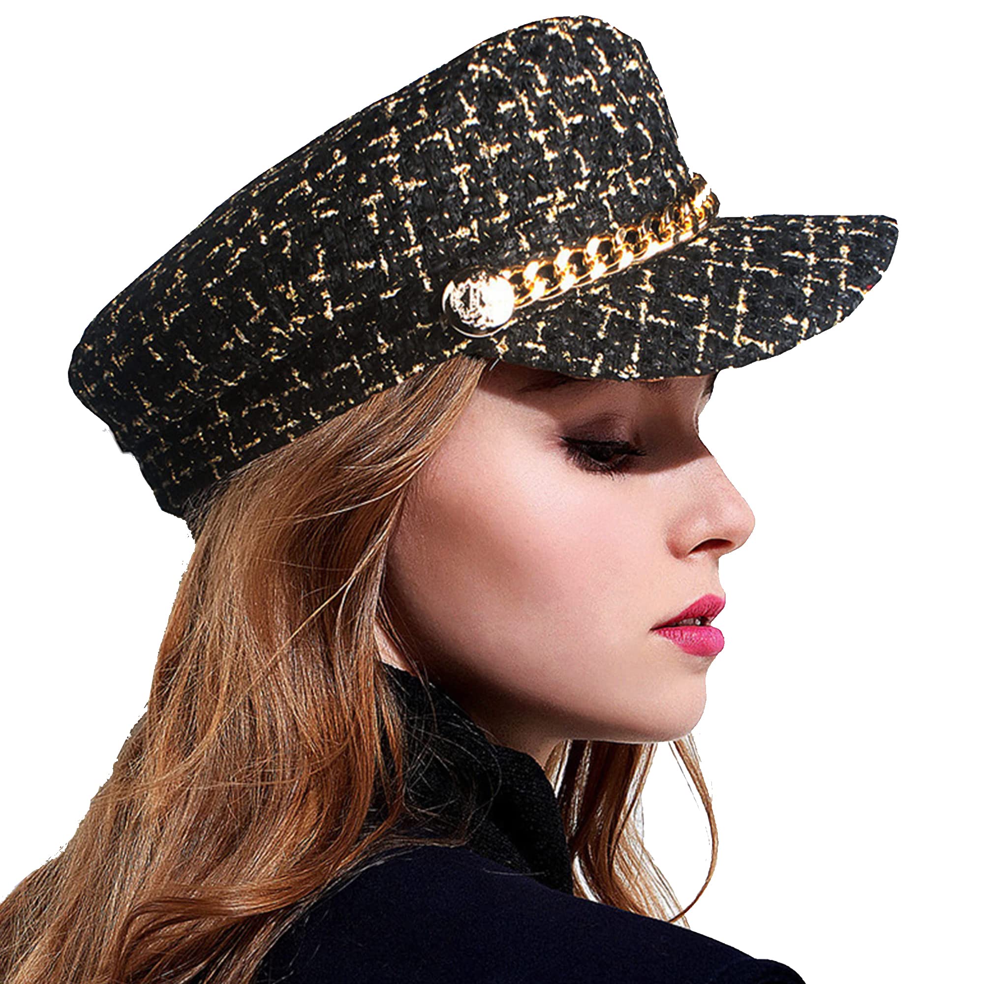 Women Tweed-Plaid-Newsboy Fiddler Cap Classic Cabbie-Berets Hat Winter ...