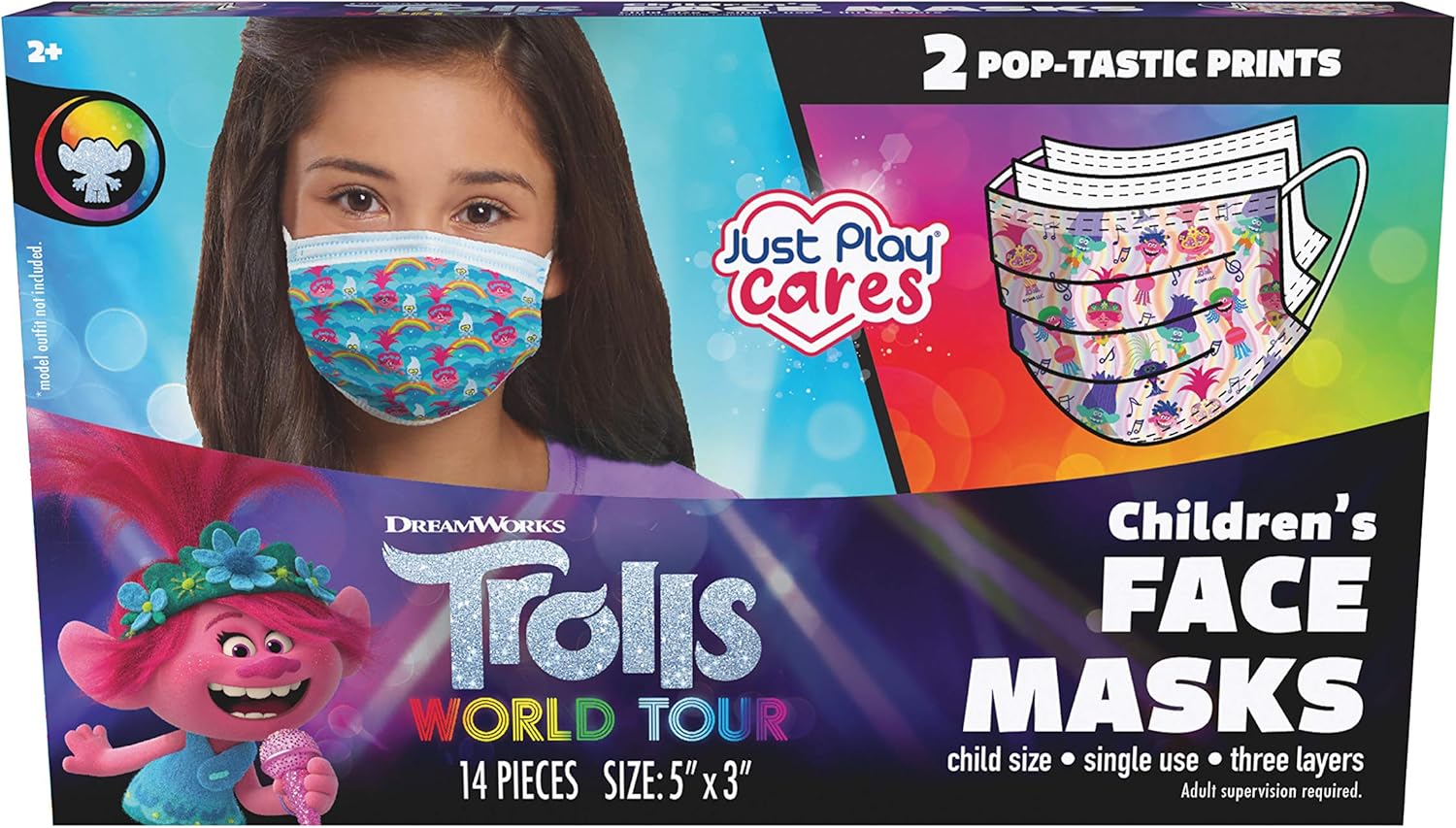 Amazon.com: Just Play Children’s Single Use Face Mask, Trolls World ...