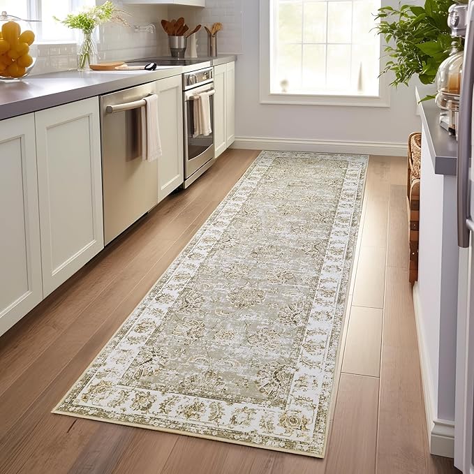 Amazon.com: jinchan Fiora Hallway Runner Rug 3x7 Machine Washable ...