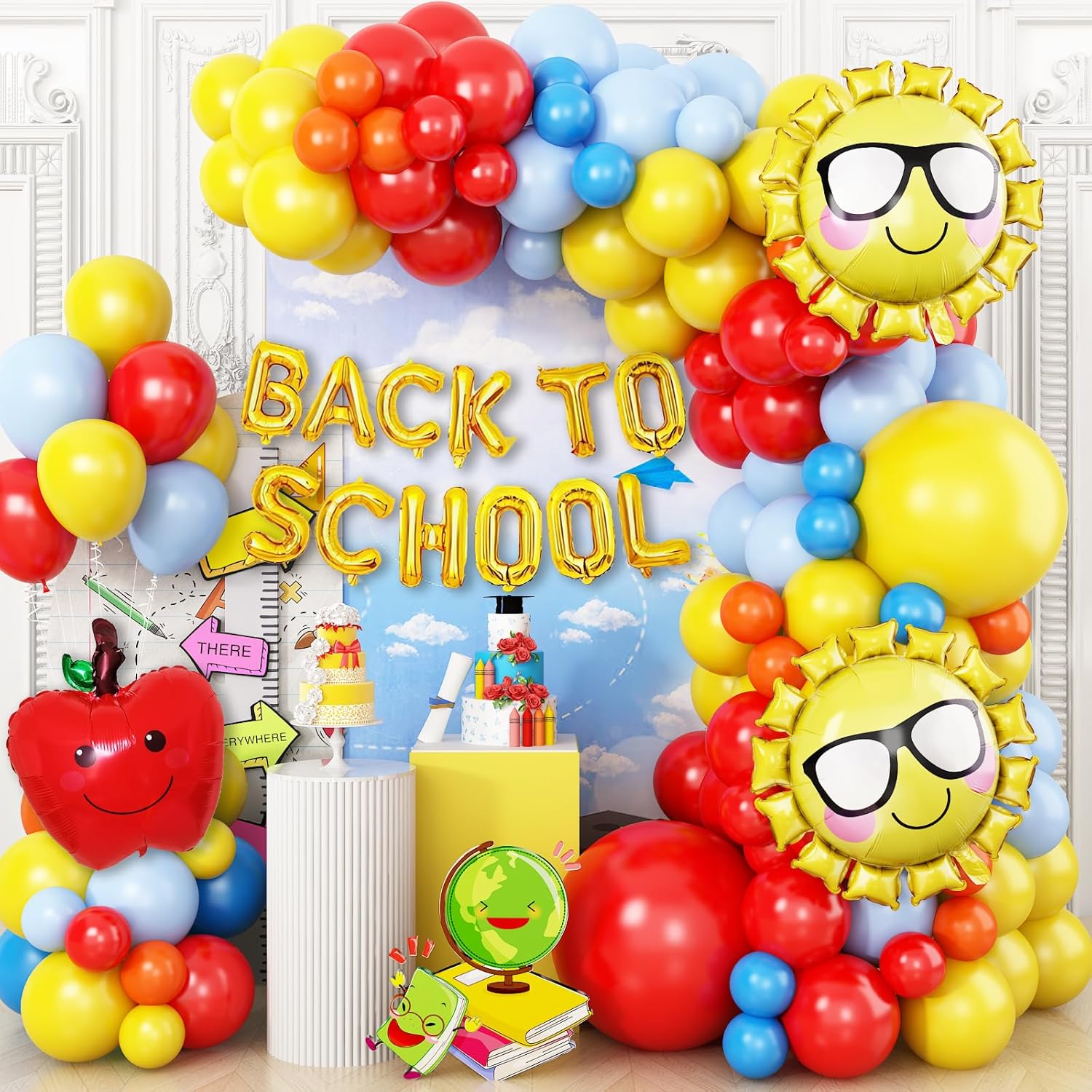 Amazon.com: Back to School Balloon Garland Arch Kit, Apple Balloon Sun ...