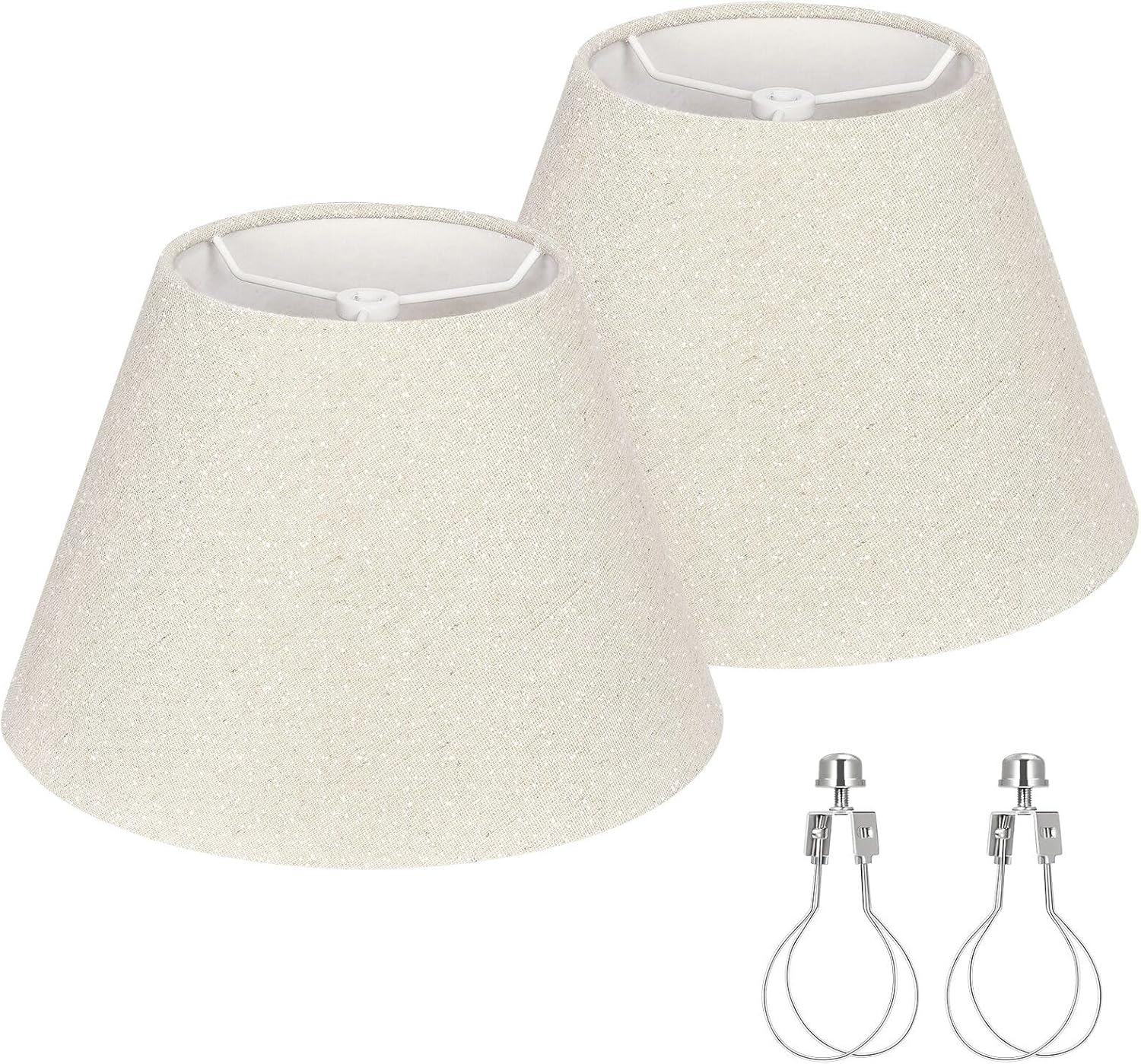 Amazon.com: Small Lamp Shades Set of 2, Beige with Silver Thread Lamp ...