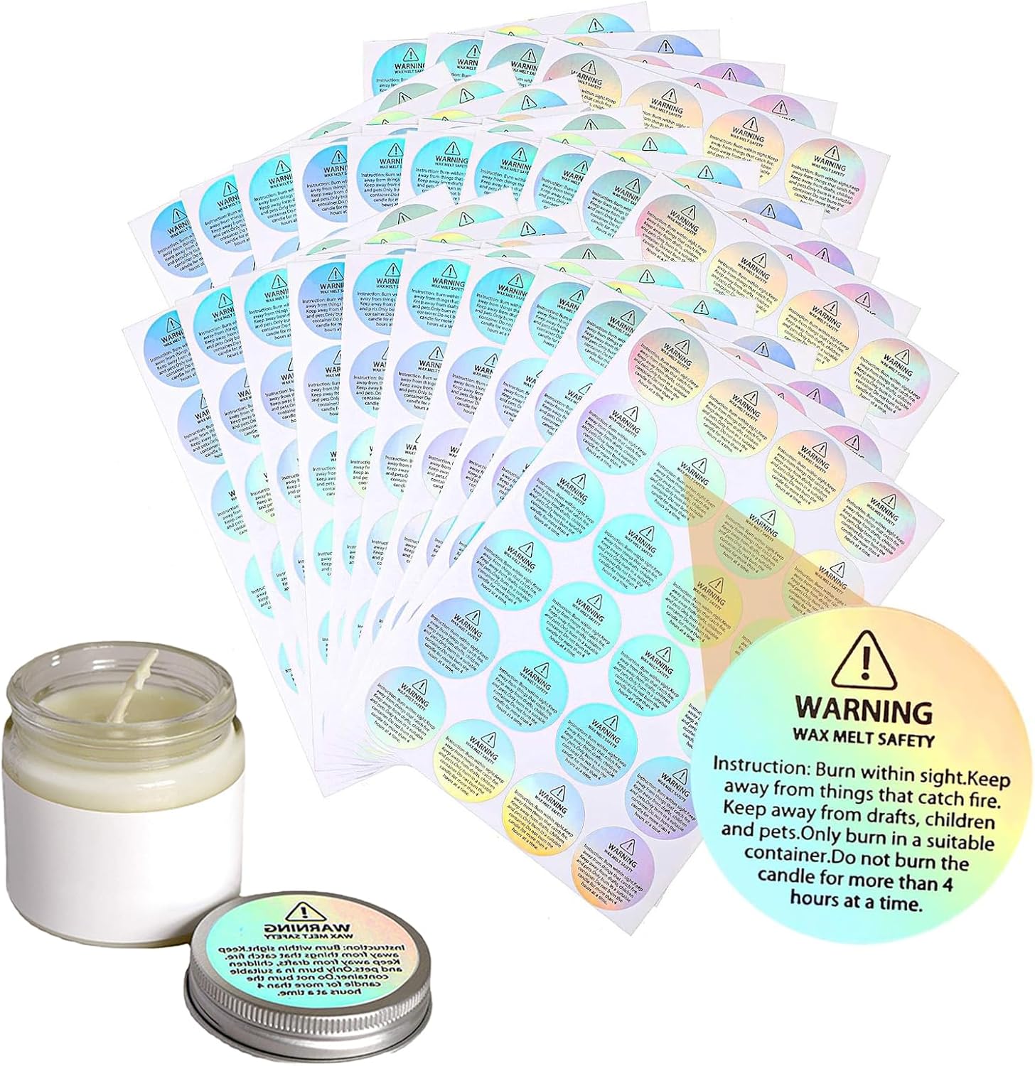 Roontin 480Pcs Candle Safety Labels - 1.18 inch Round Waterproof ...